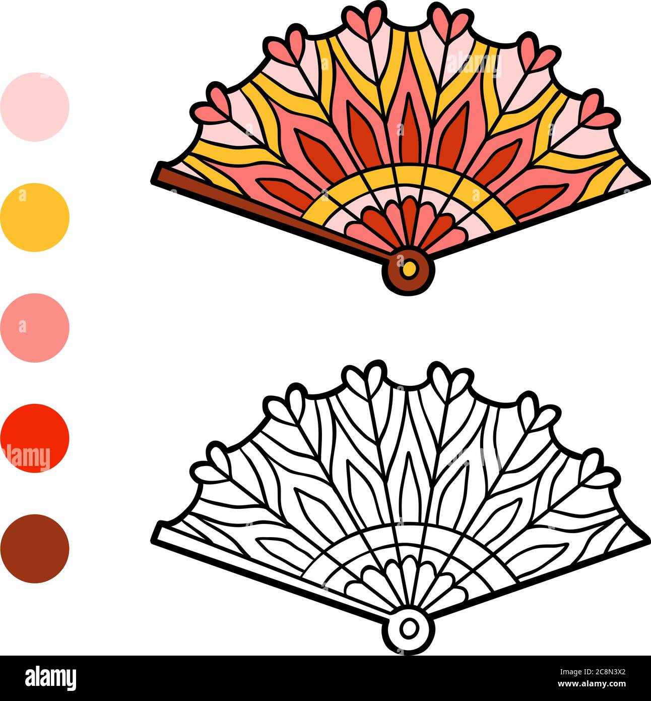 Coloring book for children, cartoon accessories, Fan Stock Vector Image ...