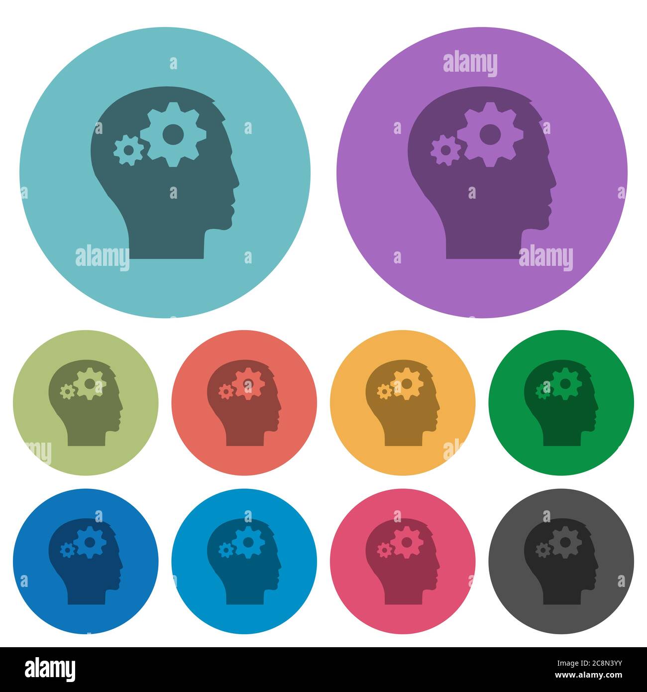 Color user settings flat icon set on round background Stock Vector ...