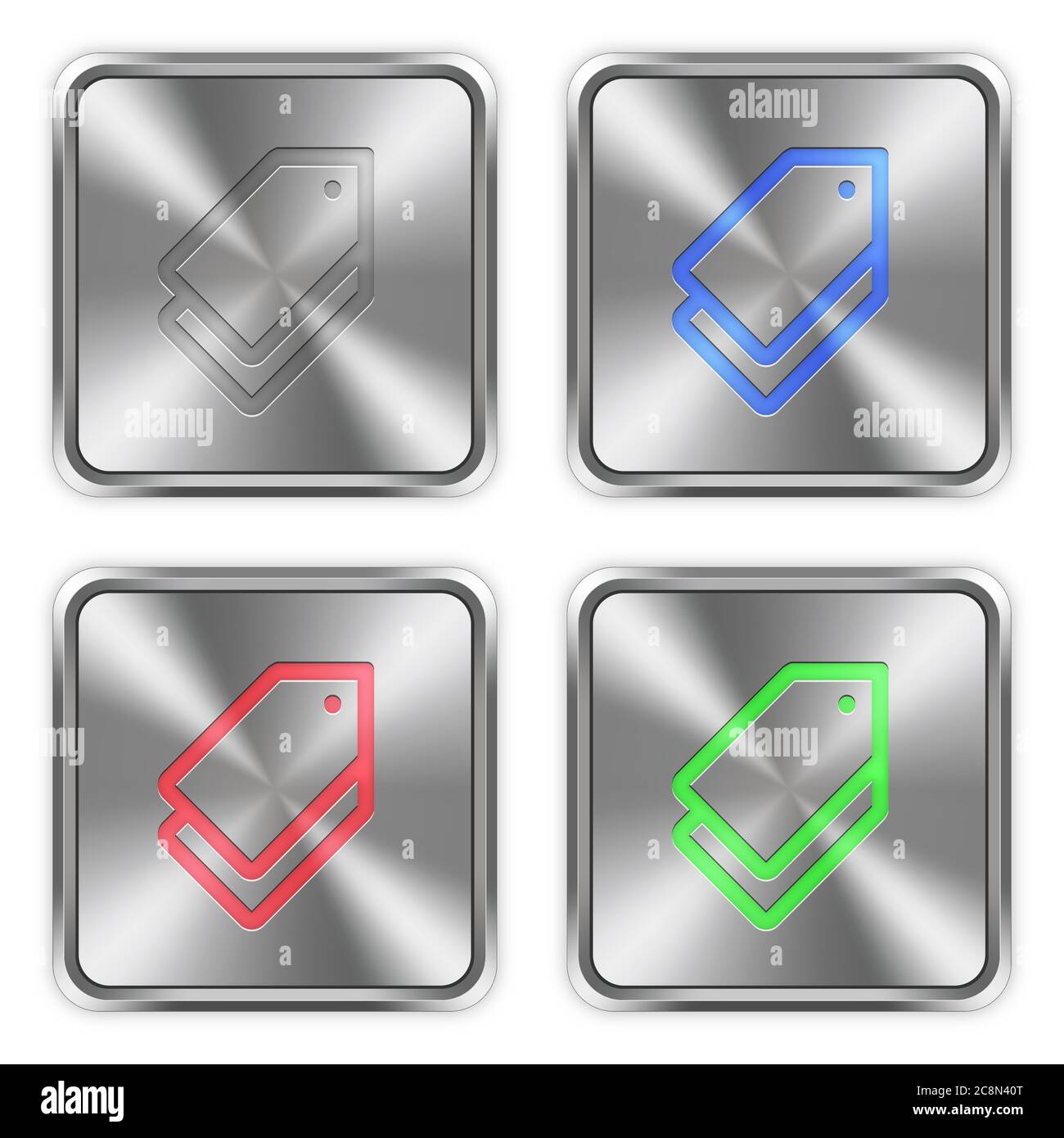 Color tags icons engraved in glossy steel push buttons Stock Vector ...