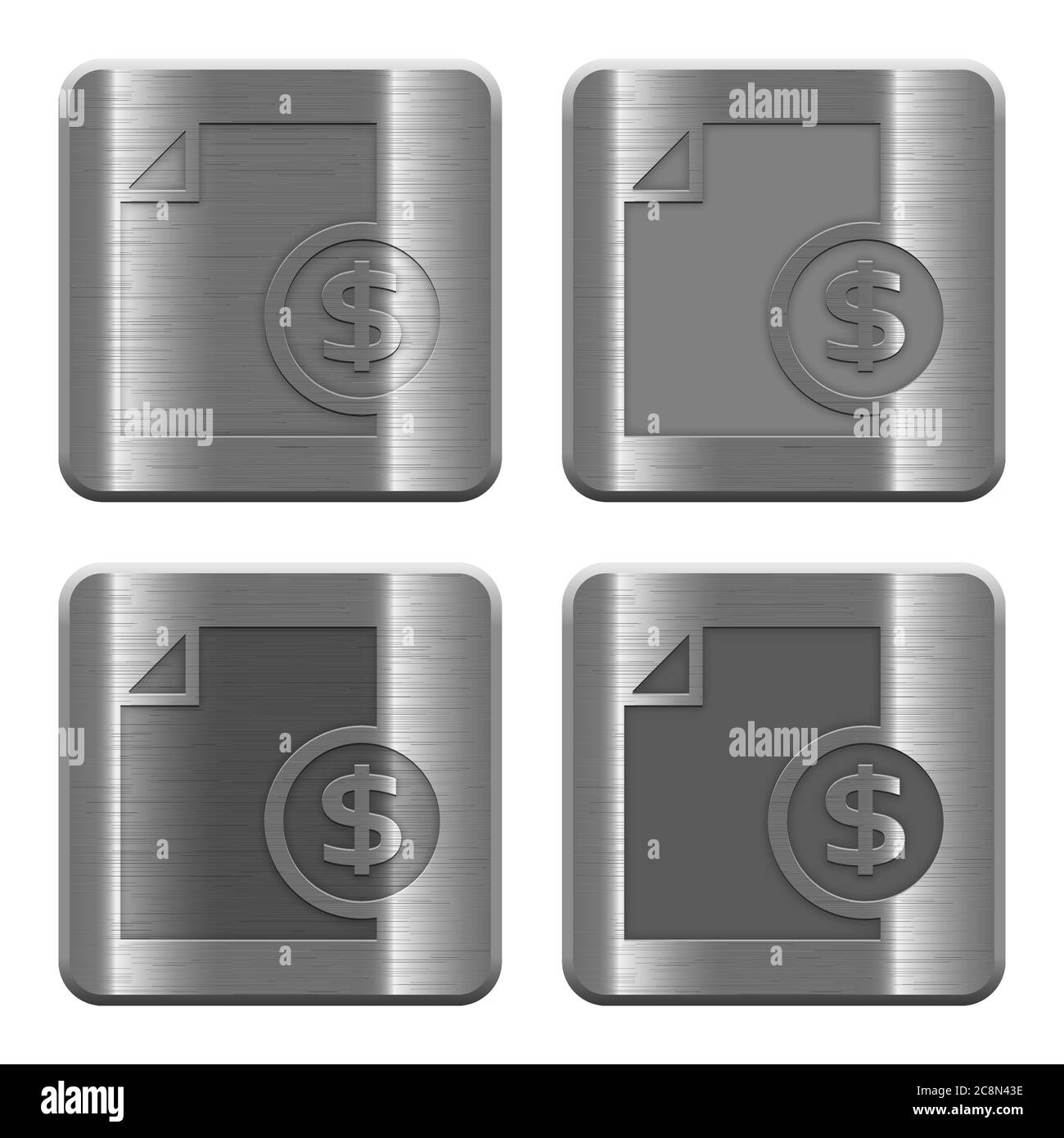 Set of dollar money report buttons vector in brushed metal style Stock ...