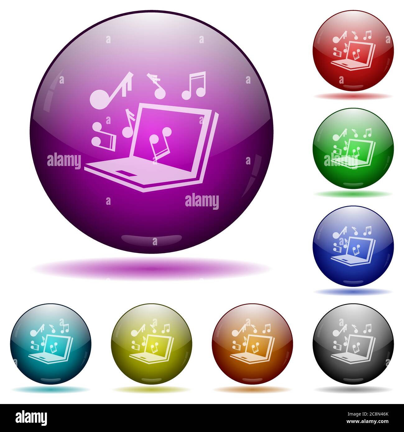 Set of color Multimedia glass sphere buttons with shadows Stock Vector ...