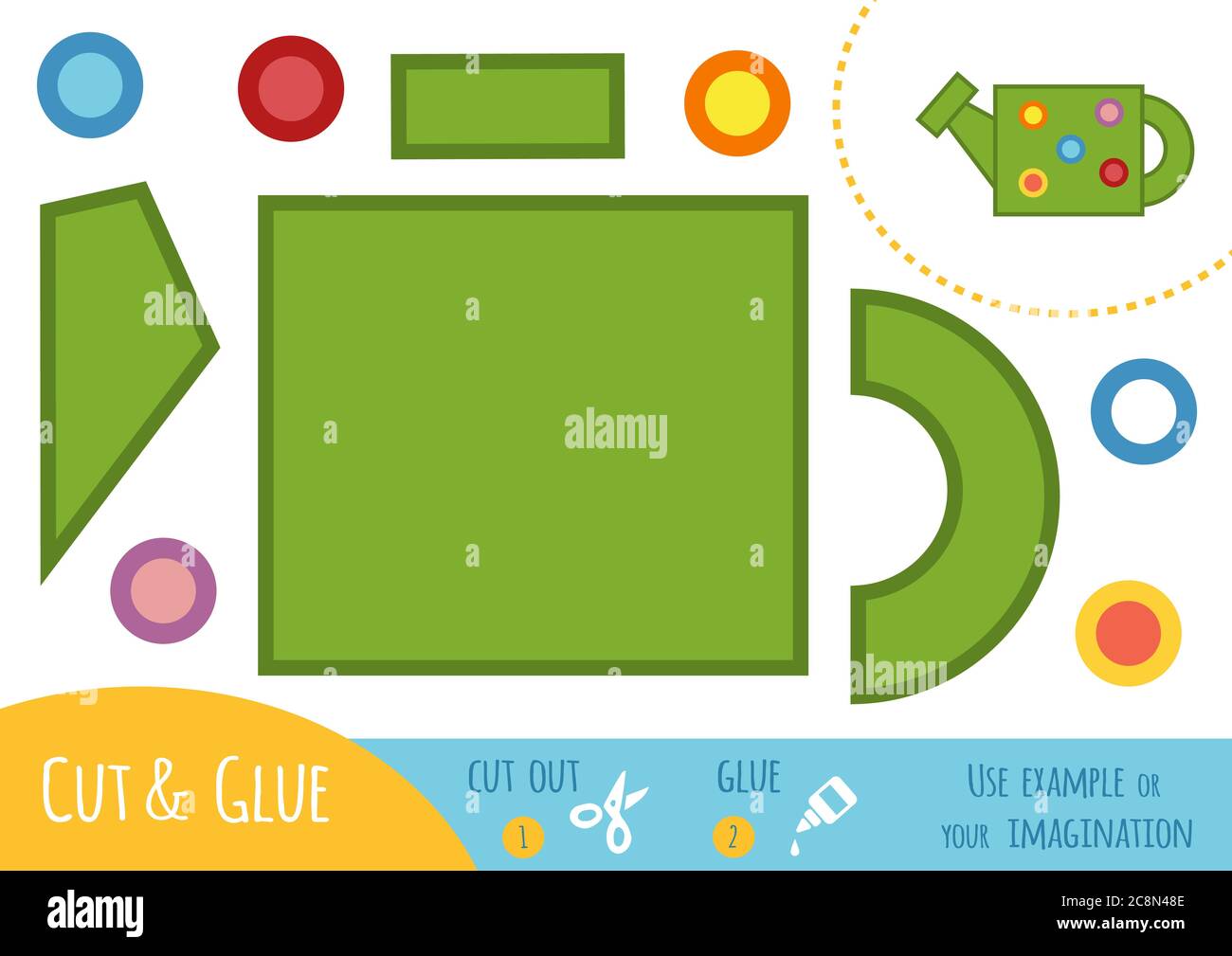 Education paper game for children, Watering can. Use scissors and glue ...