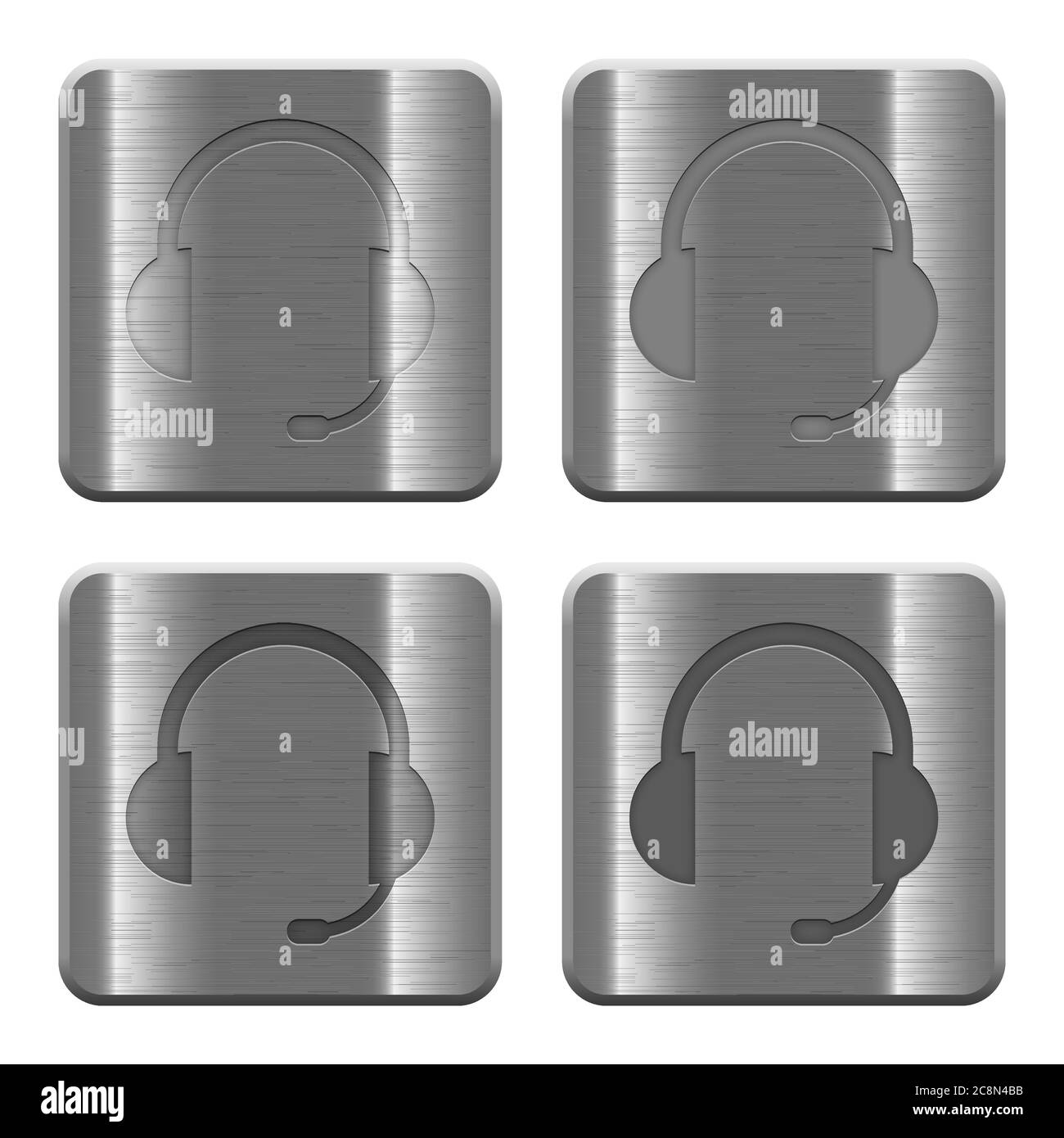 Set of headset buttons vector in brushed metal style Stock Vector Image ...