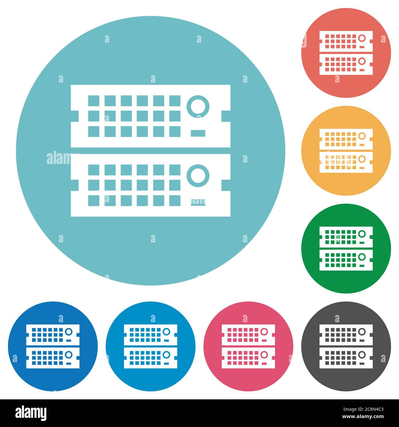 Flat rack servers icon set on round color background Stock Vector Image & Art - Alamy