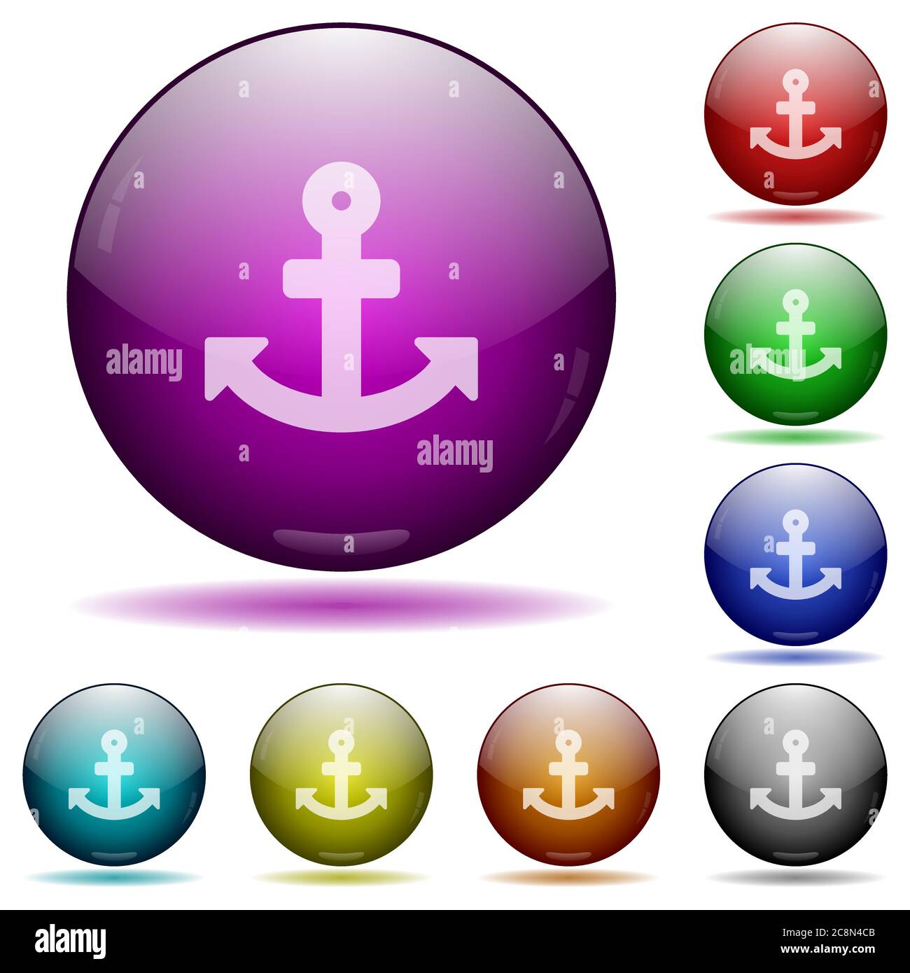 Set of color anchor glass sphere buttons with shadows Stock Vector Image & Art - Alamy