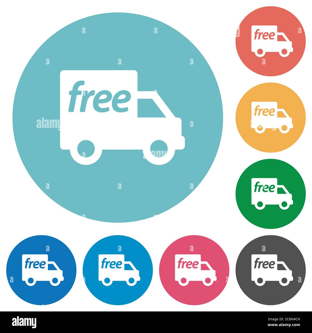 Flat free shipping icon set on round color background Stock Vector ...