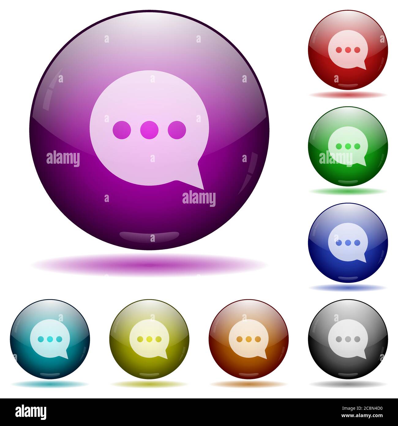 Set of color Working chat glass sphere buttons with shadows Stock ...