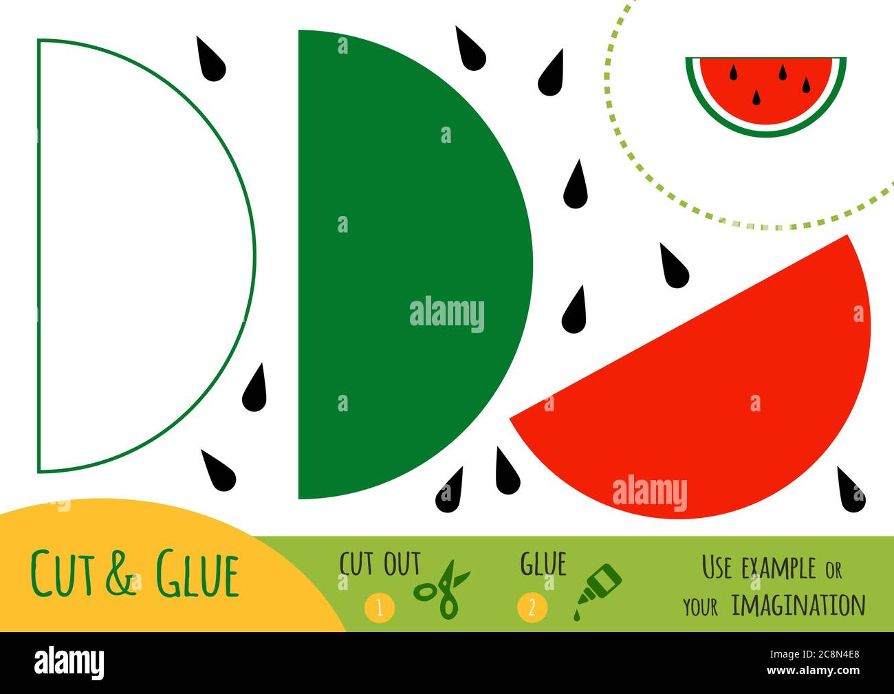 Education paper game for children, Watermelon. Use scissors and glue to ...