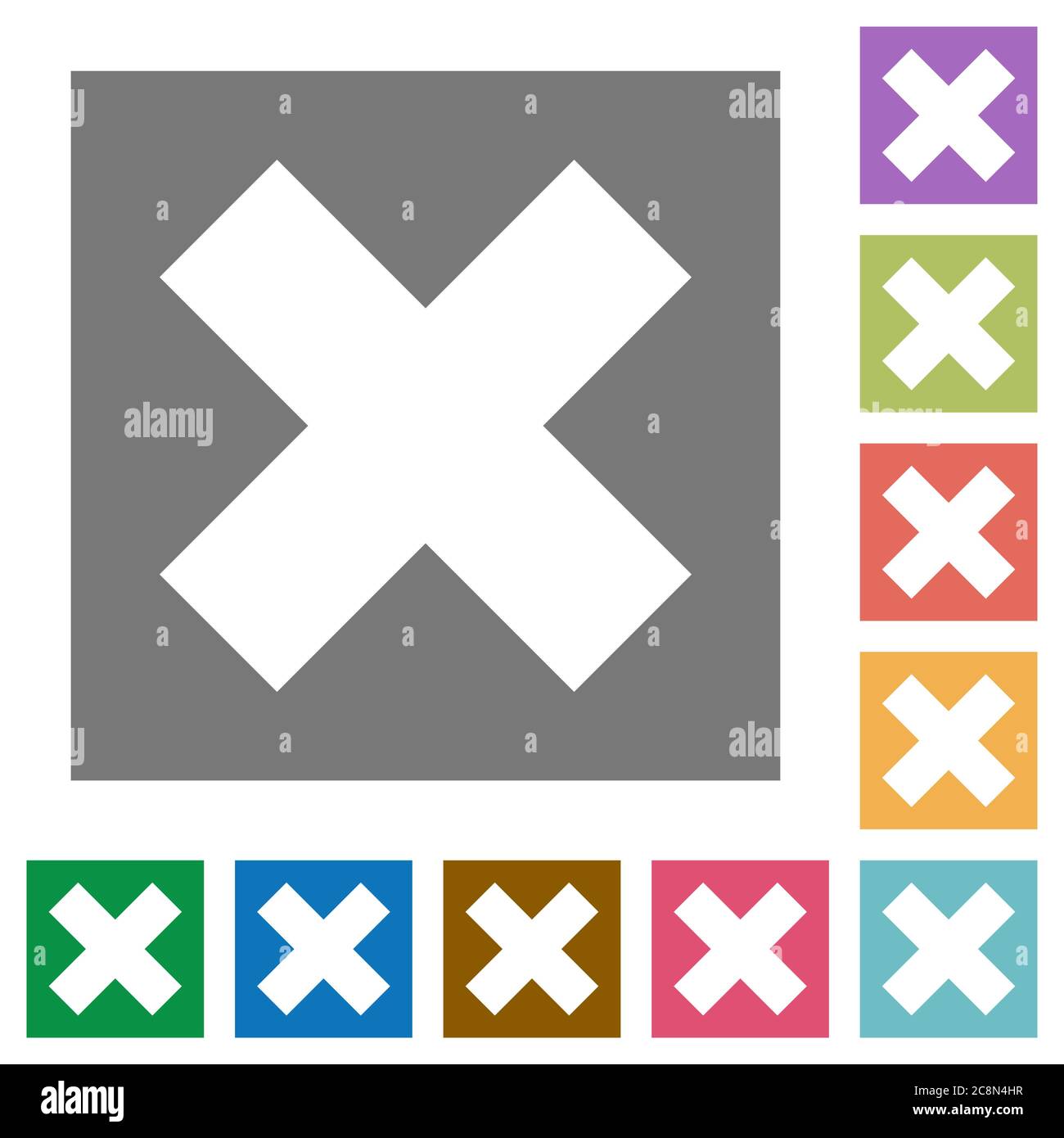 Cancel flat icon set on color square background Stock Vector Image ...