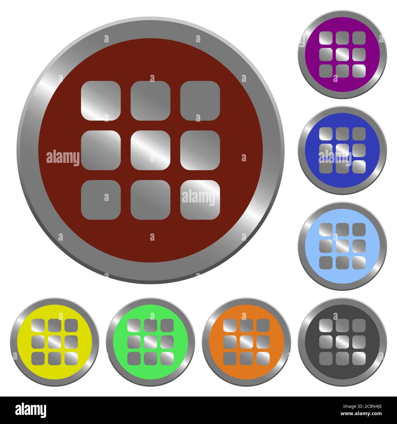 Set of glossy coin-like color small grid view buttons Stock Vector ...