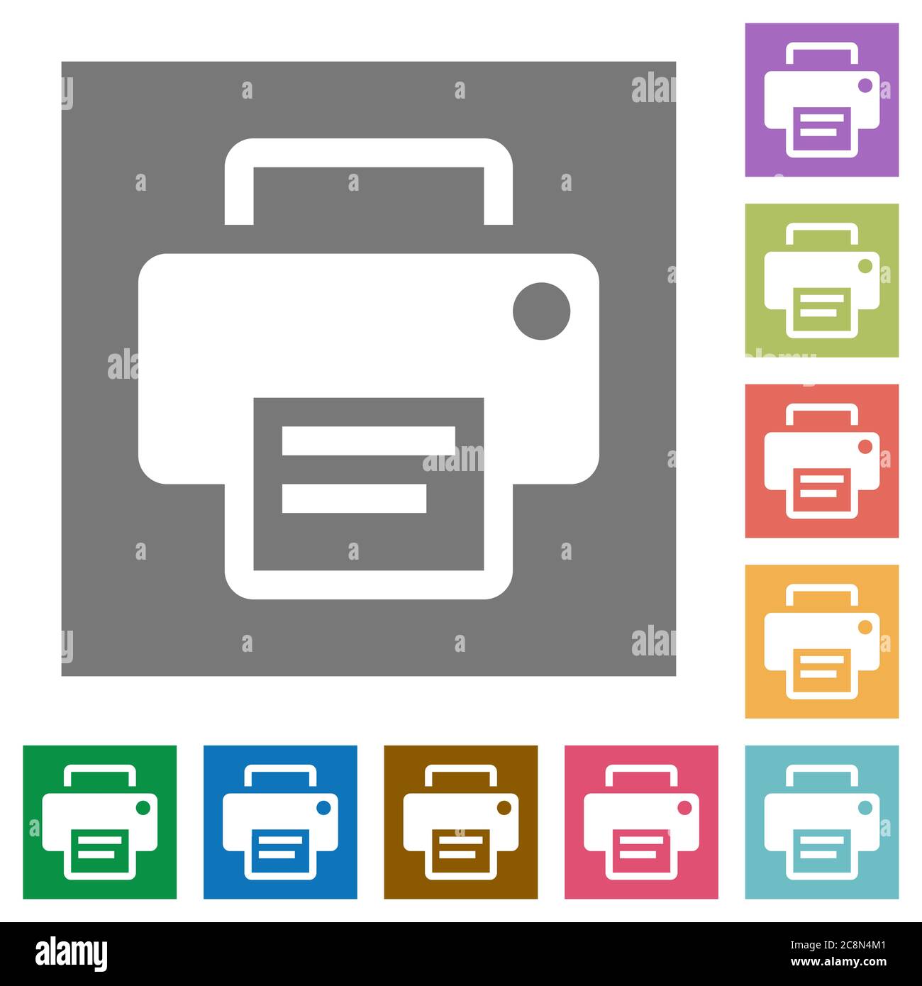 Printer flat icon set on color square background Stock Vector Image ...