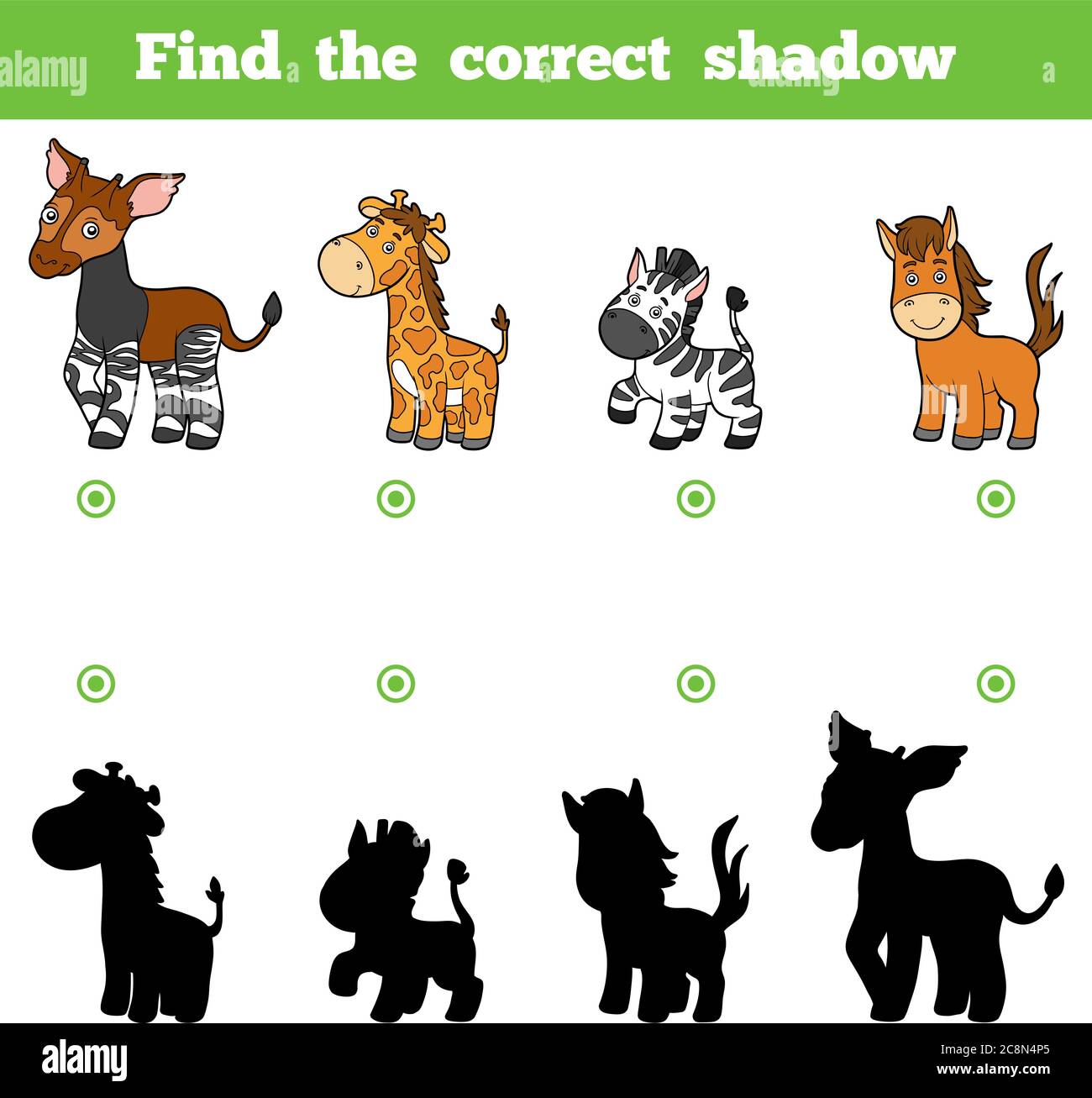 Find the correct shadow, education game for children. Vector set of ...