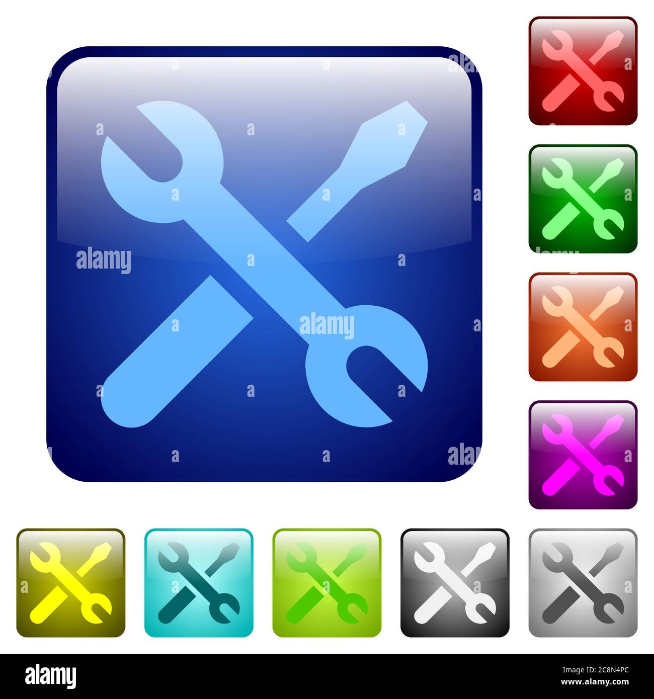 Set of tools color glass rounded square buttons Stock Vector Image ...