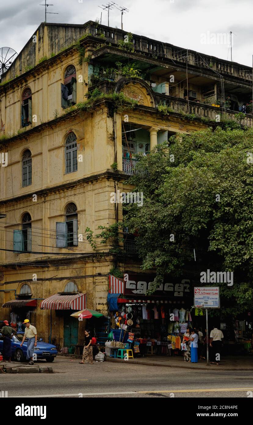 Street scene downtown Yangon, Myanmar, formally Rangoom, Burma Stock ...