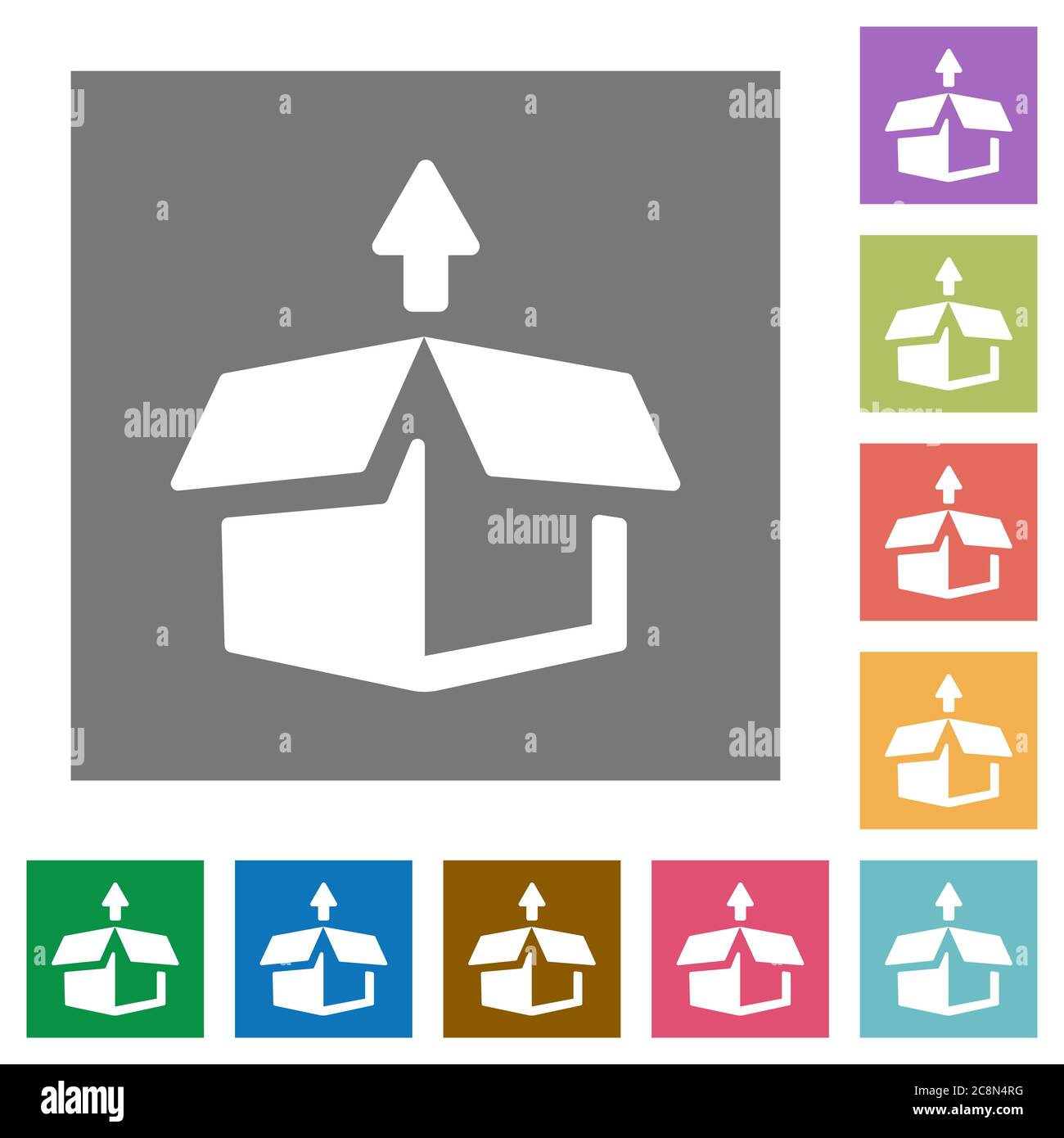 Unpack flat icon set on color square background Stock Vector Image ...