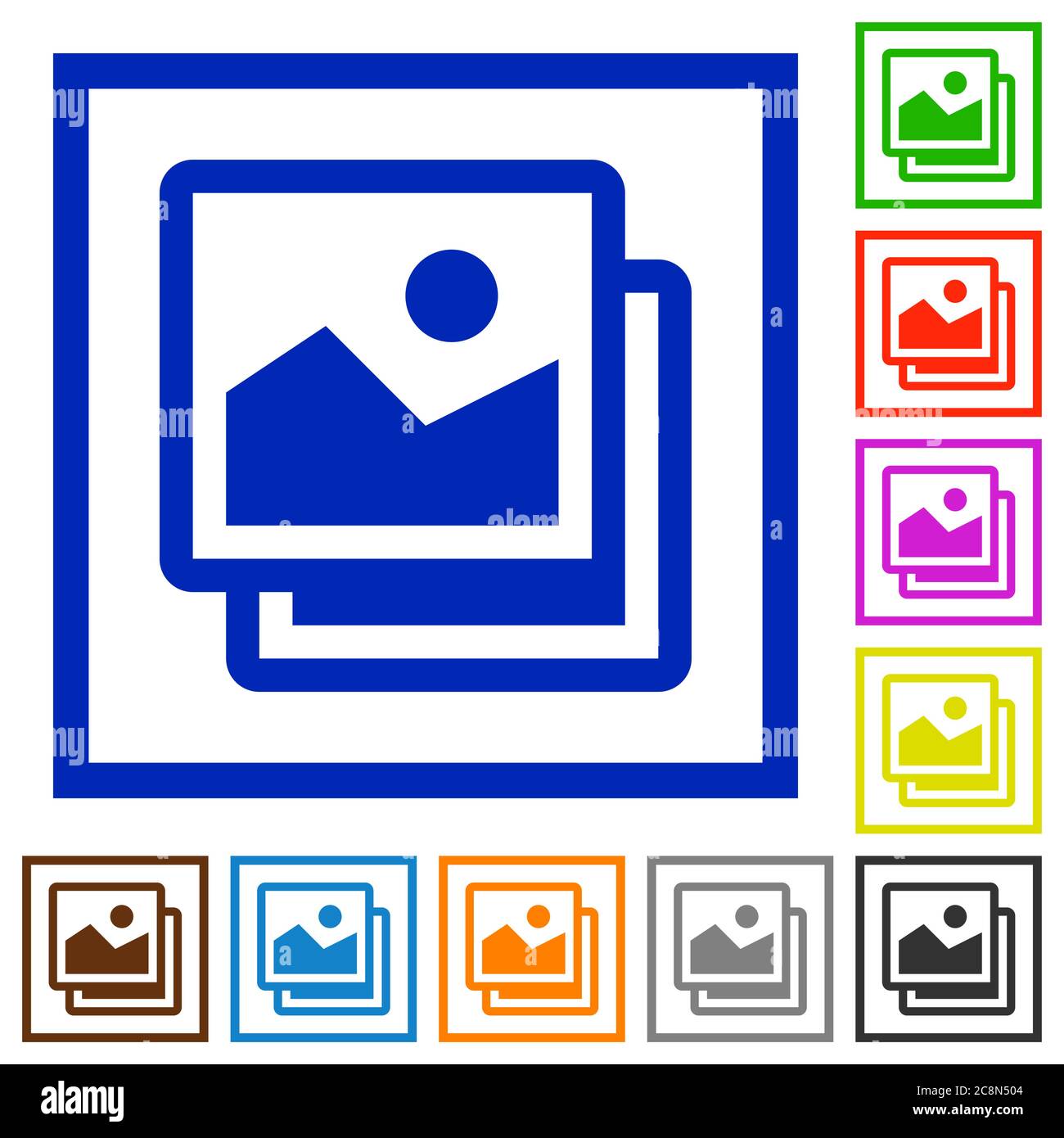 Set of color square framed images flat icons on white background Stock ...