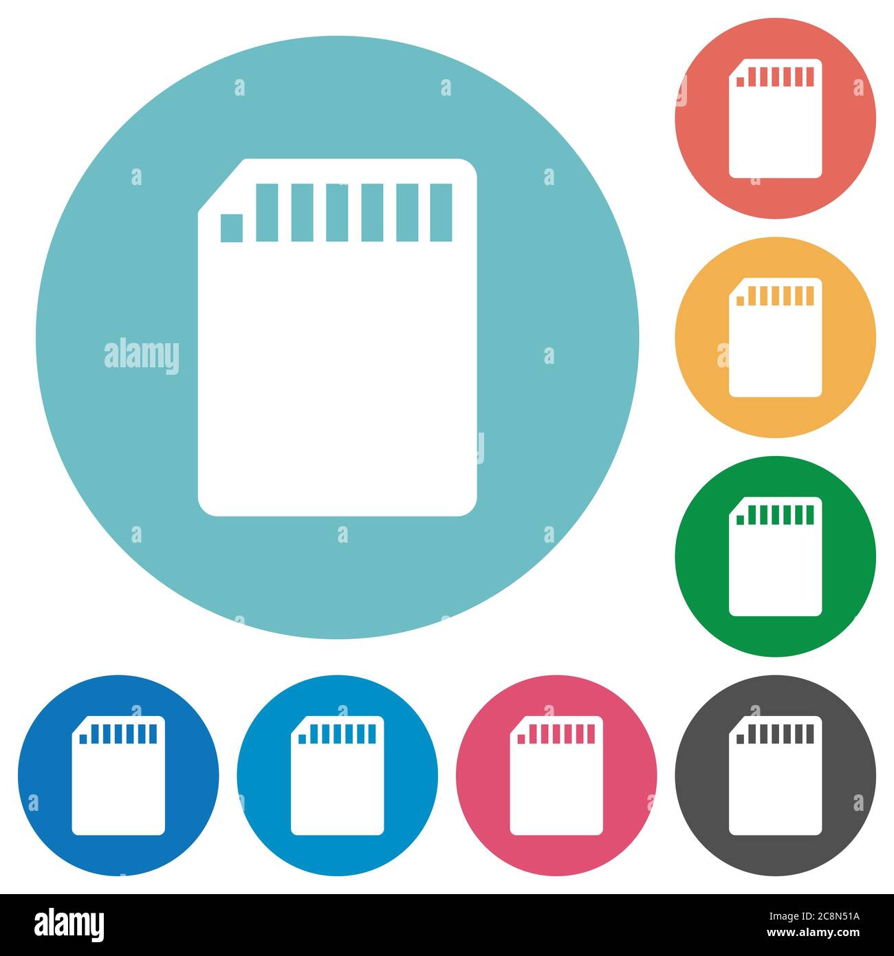 Flat SD memory card icon set on round color background Stock Vector ...