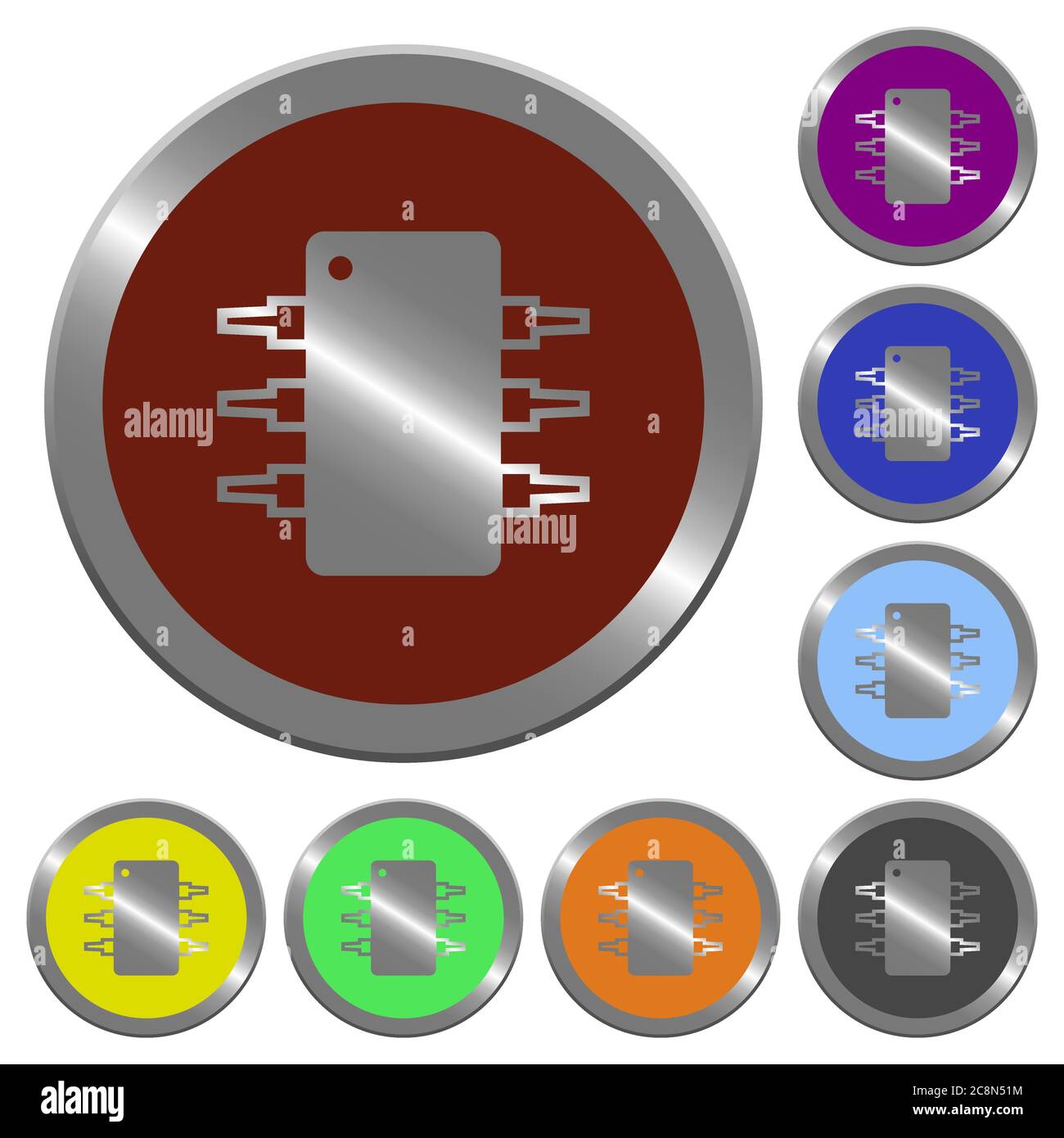 Set of glossy coin-like Integrated circuit buttons Stock Vector Image ...
