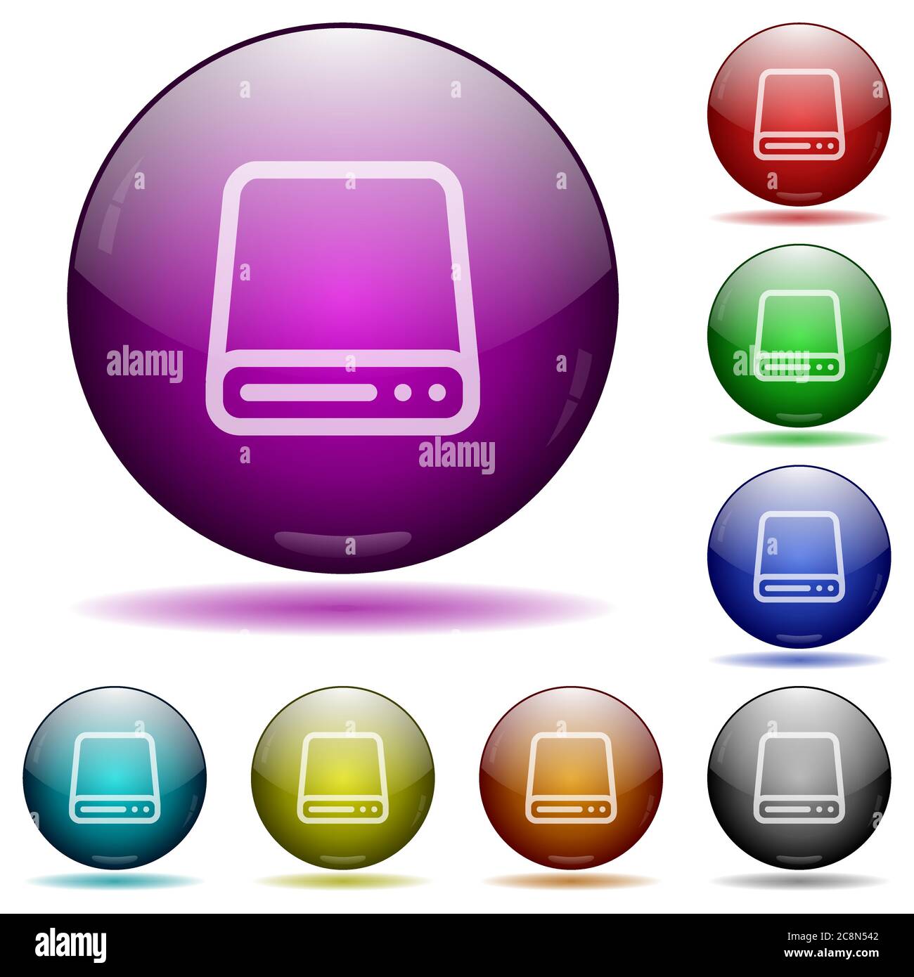 Set of color Hard disk glass sphere buttons with shadows Stock Vector ...