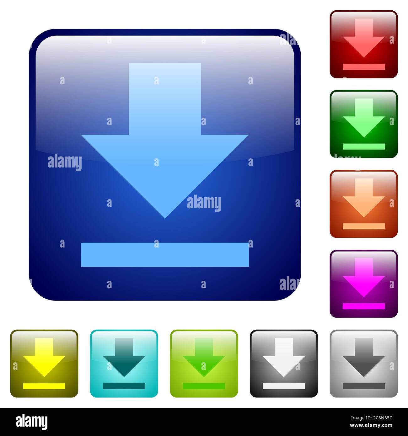 Set of download color glass rounded square buttons Stock Vector Image & Art - Alamy