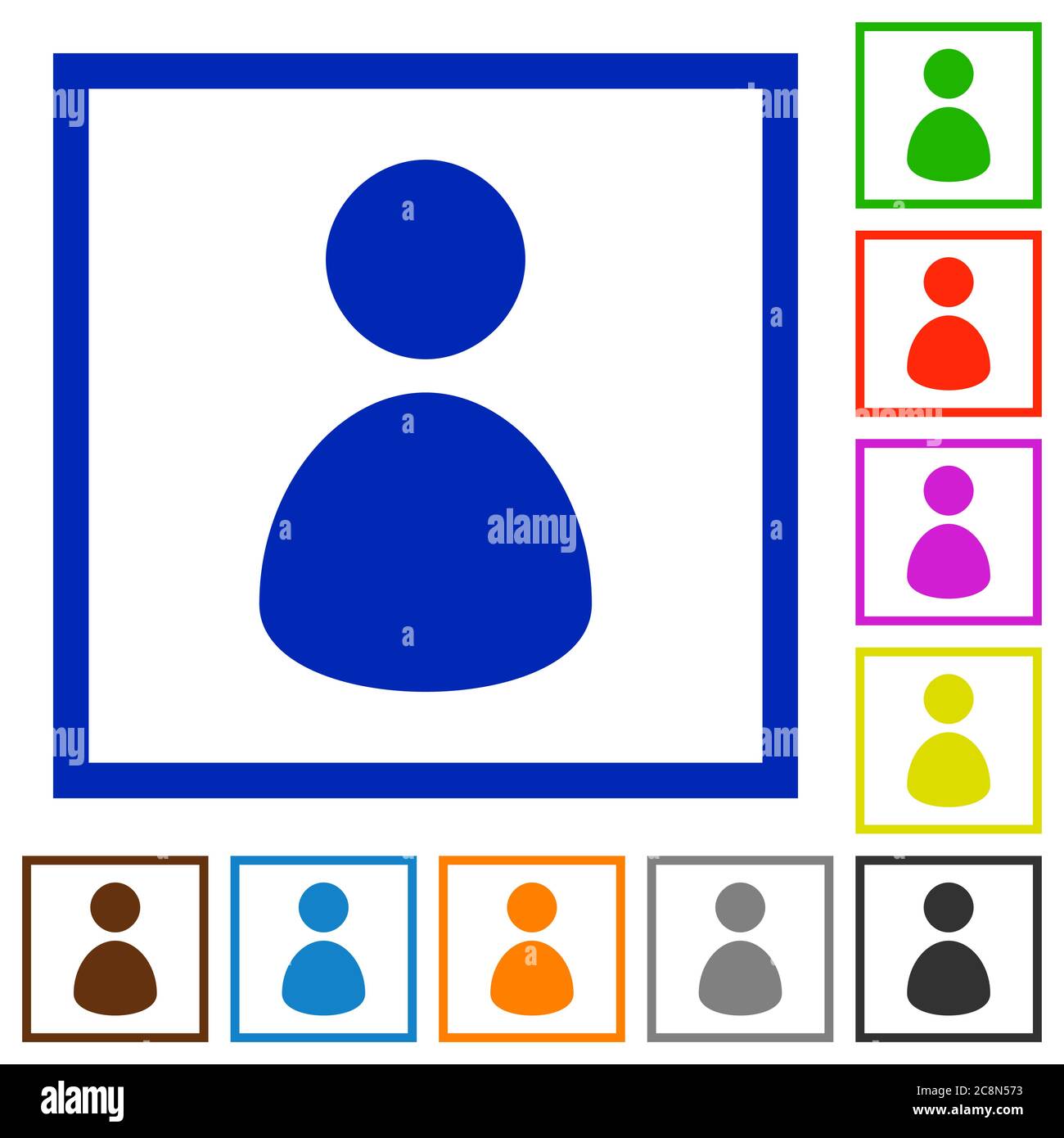 Set of color square framed User profile flat icons on white background Stock Vector Image & Art ...