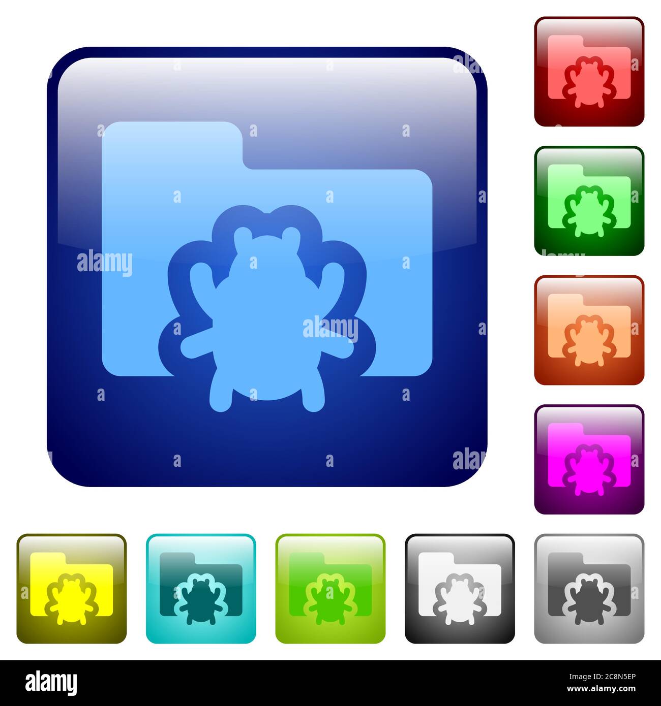 Set of bug folder color glass rounded square buttons Stock Vector Image & Art - Alamy