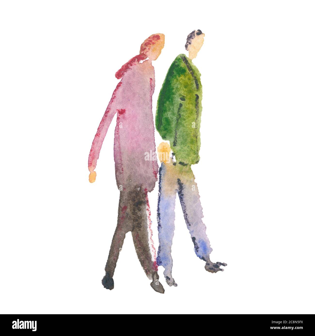 Hand drawn illustration: stylized people. Watercolor sketches Stock ...