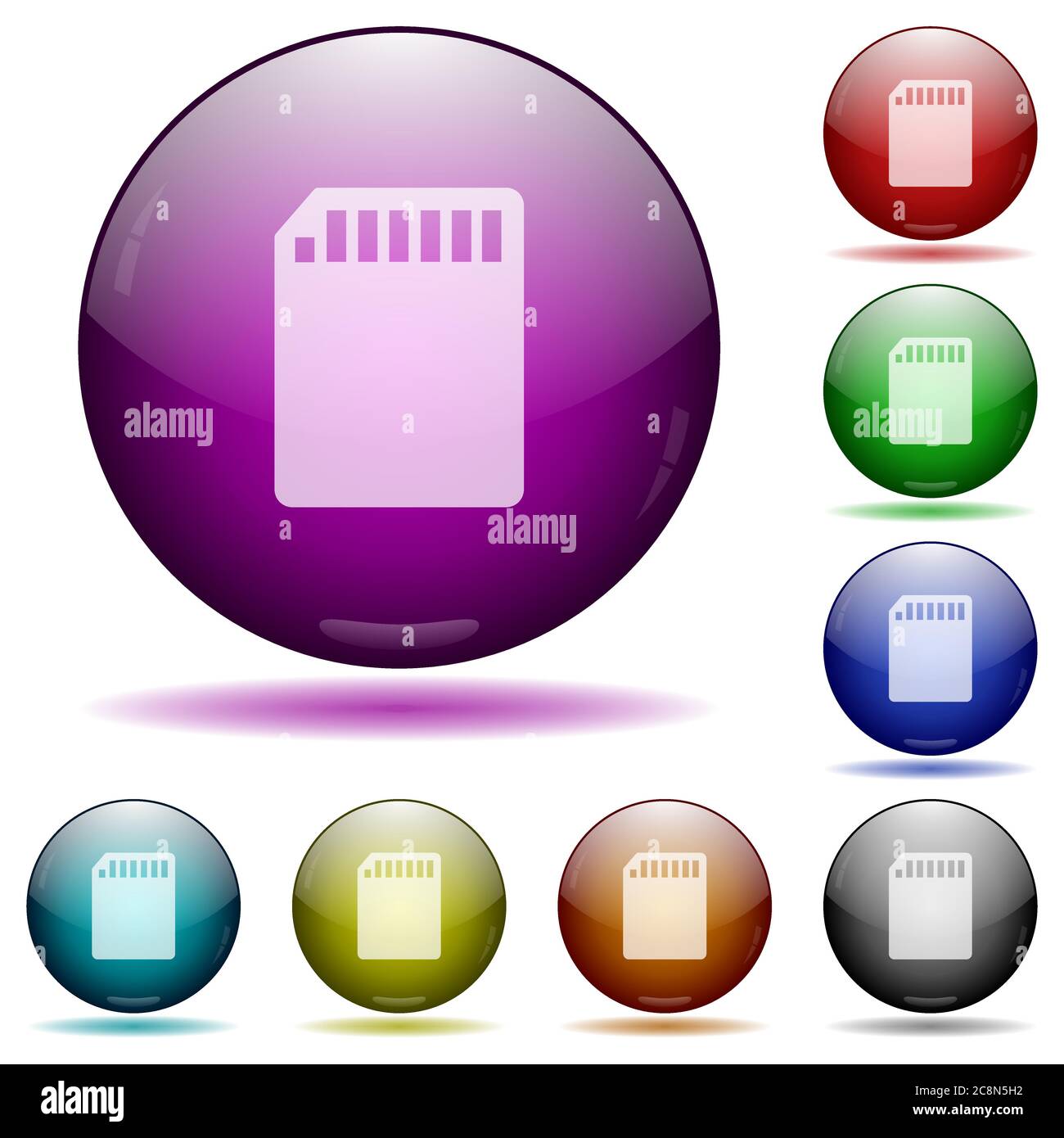 Set of color SD memory card glass sphere buttons with shadows Stock ...
