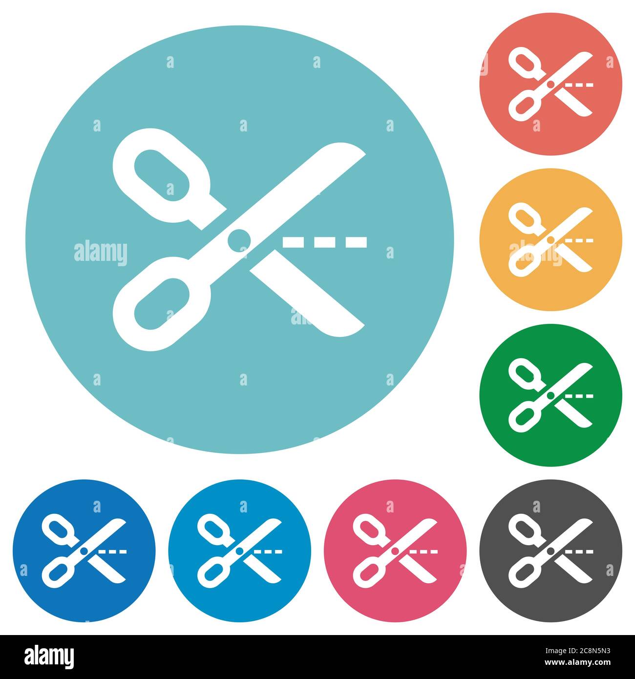 Flat cut out icon set on round color background Stock Vector Image ...