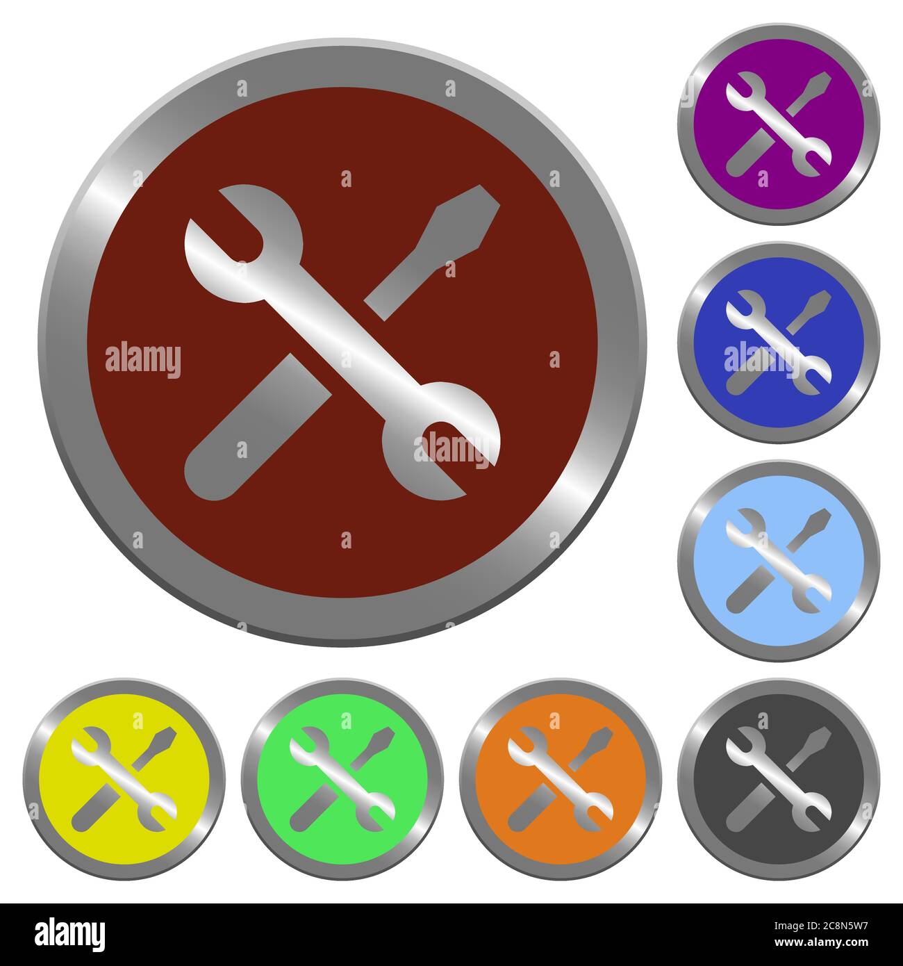 Set of color glossy coin-like tools buttons Stock Vector Image & Art ...