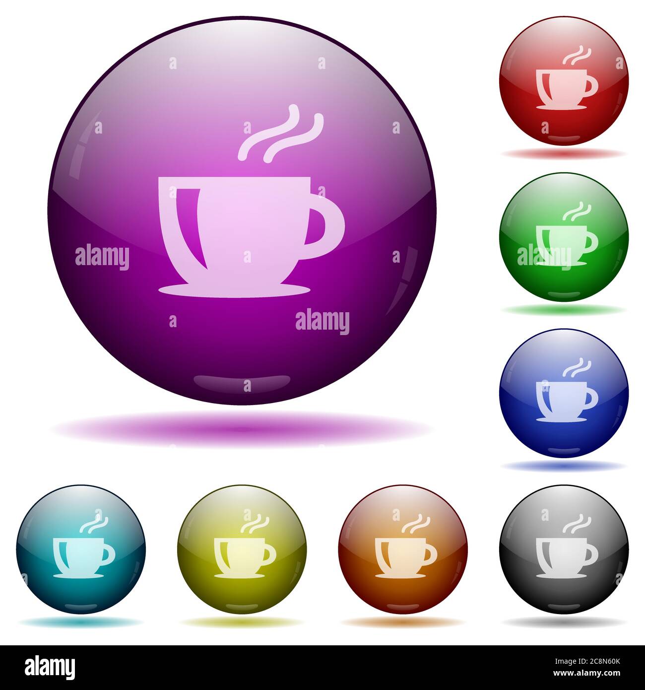 Set of color coffee glass sphere buttons with shadows Stock Vector ...