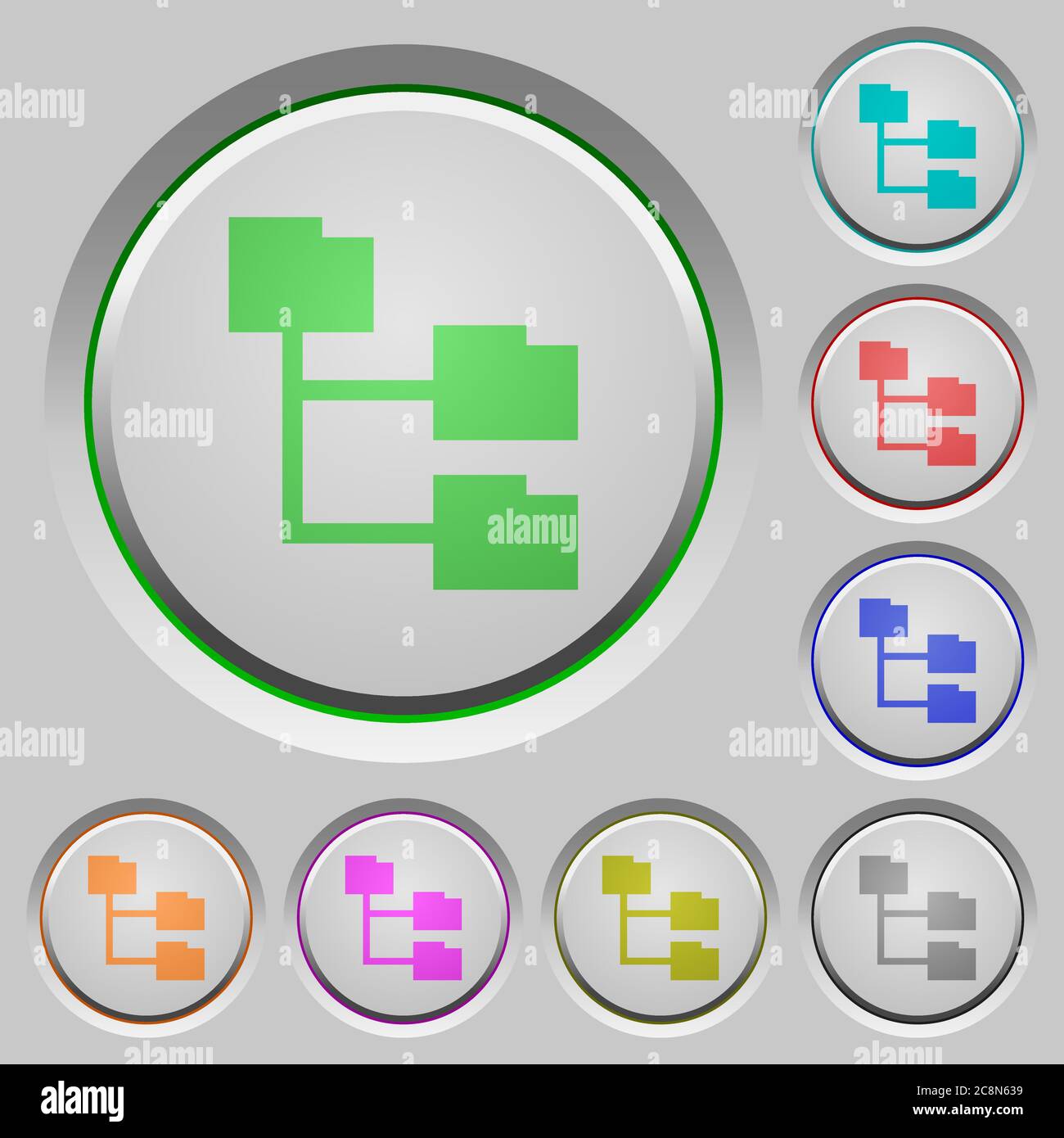Set Of Color Folder Structure Sunk Push Buttons Stock Vector Image 7462