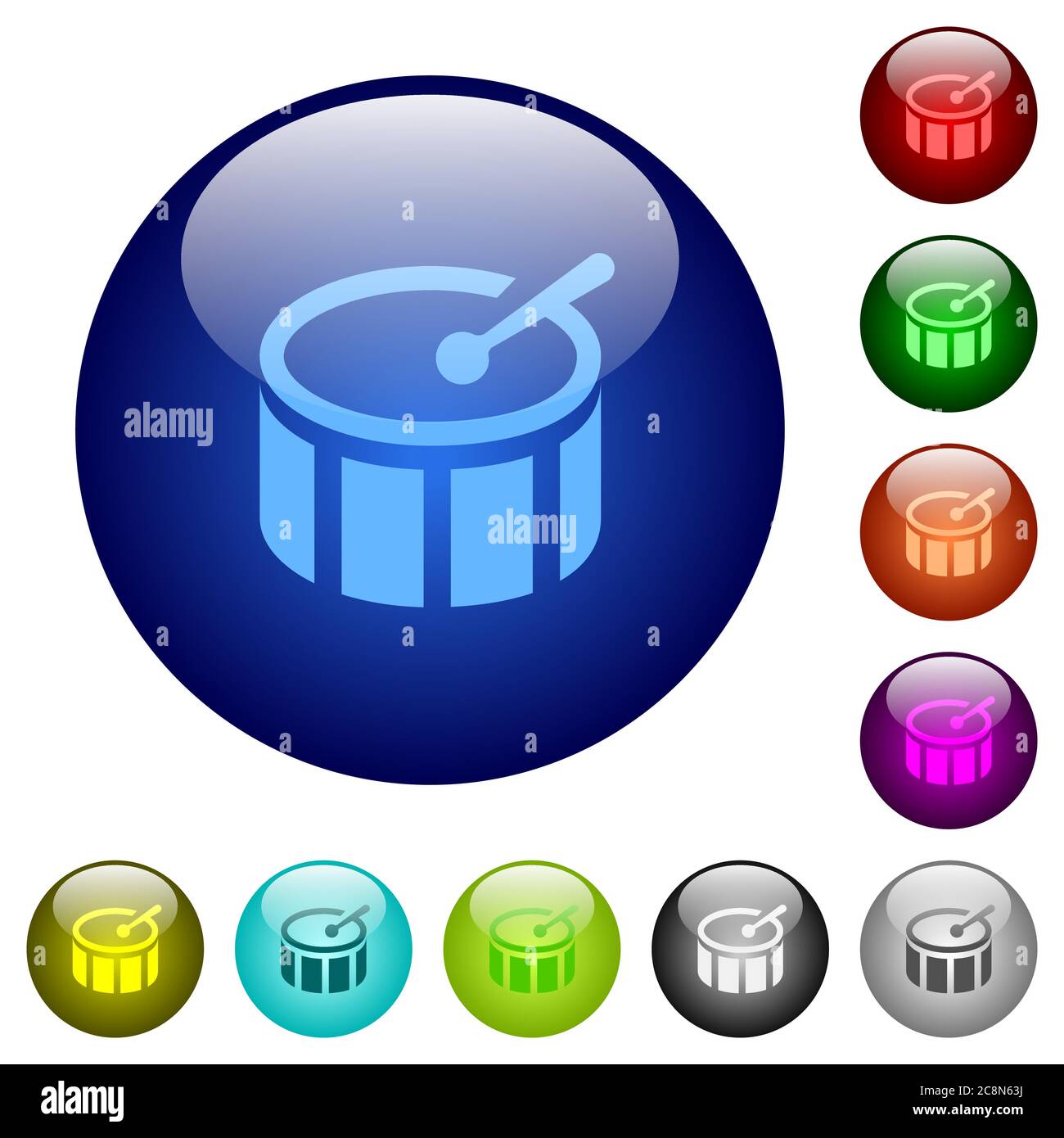 Set of color drum glass web buttons Stock Vector Image & Art - Alamy
