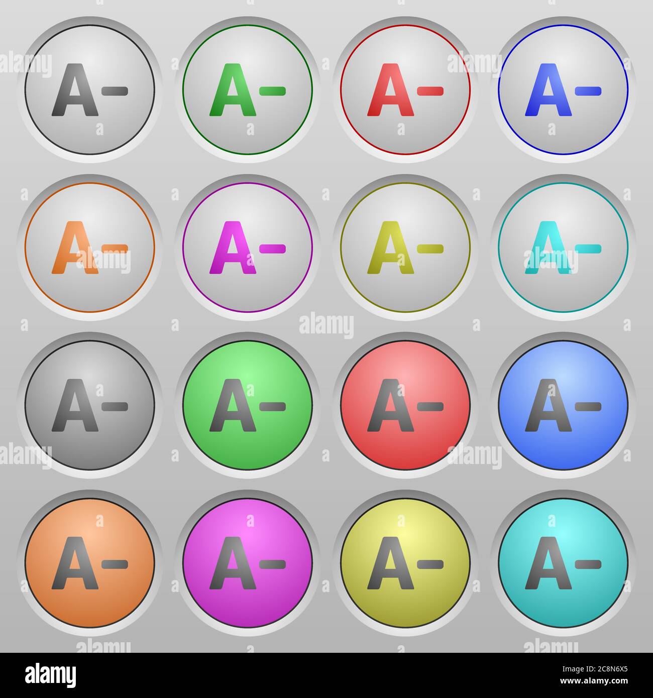 Set of Decrease font size plastic sunk spherical buttons Stock Vector ...