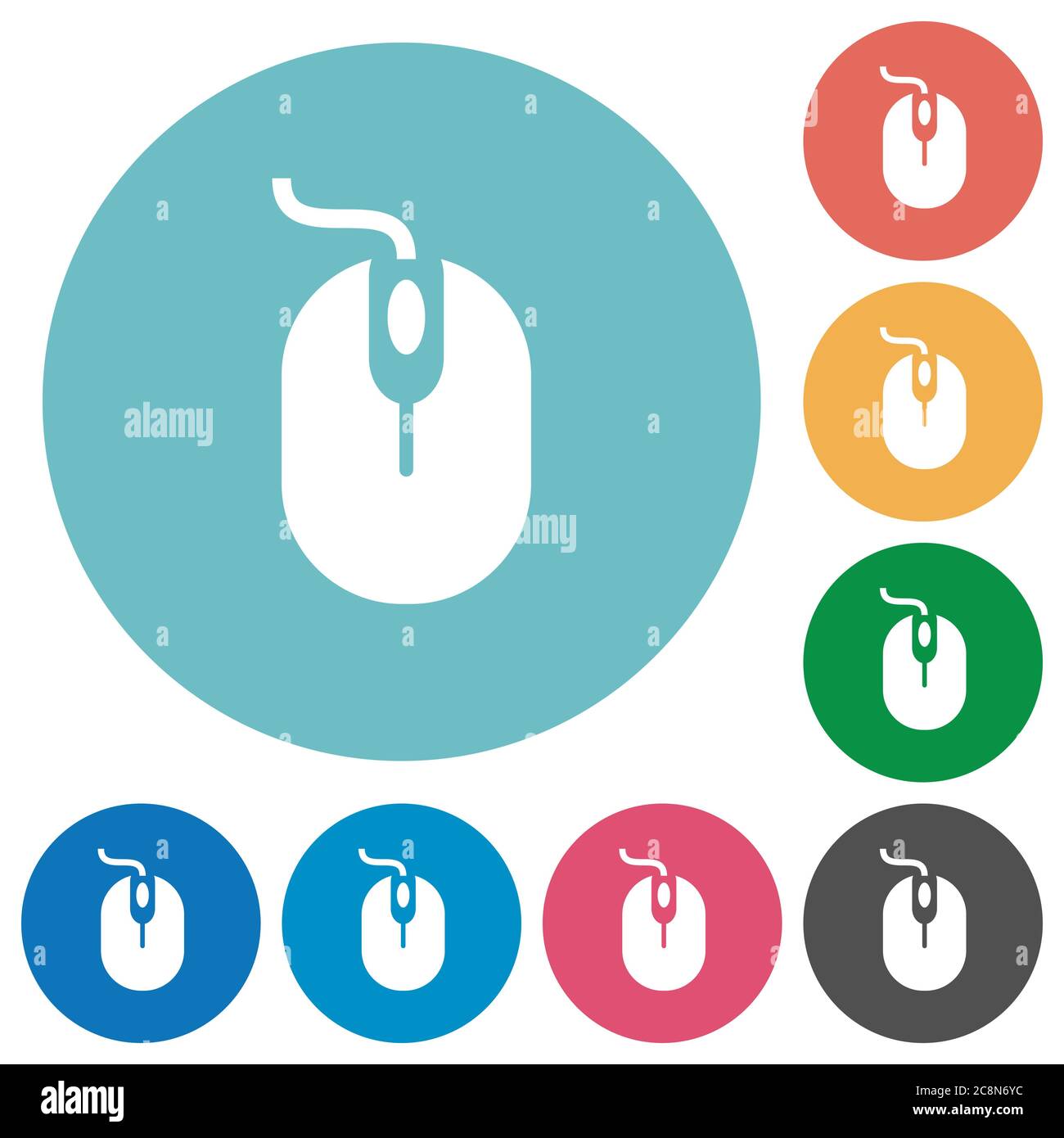 Flat computer mouse icon set on round color background Stock Vector ...