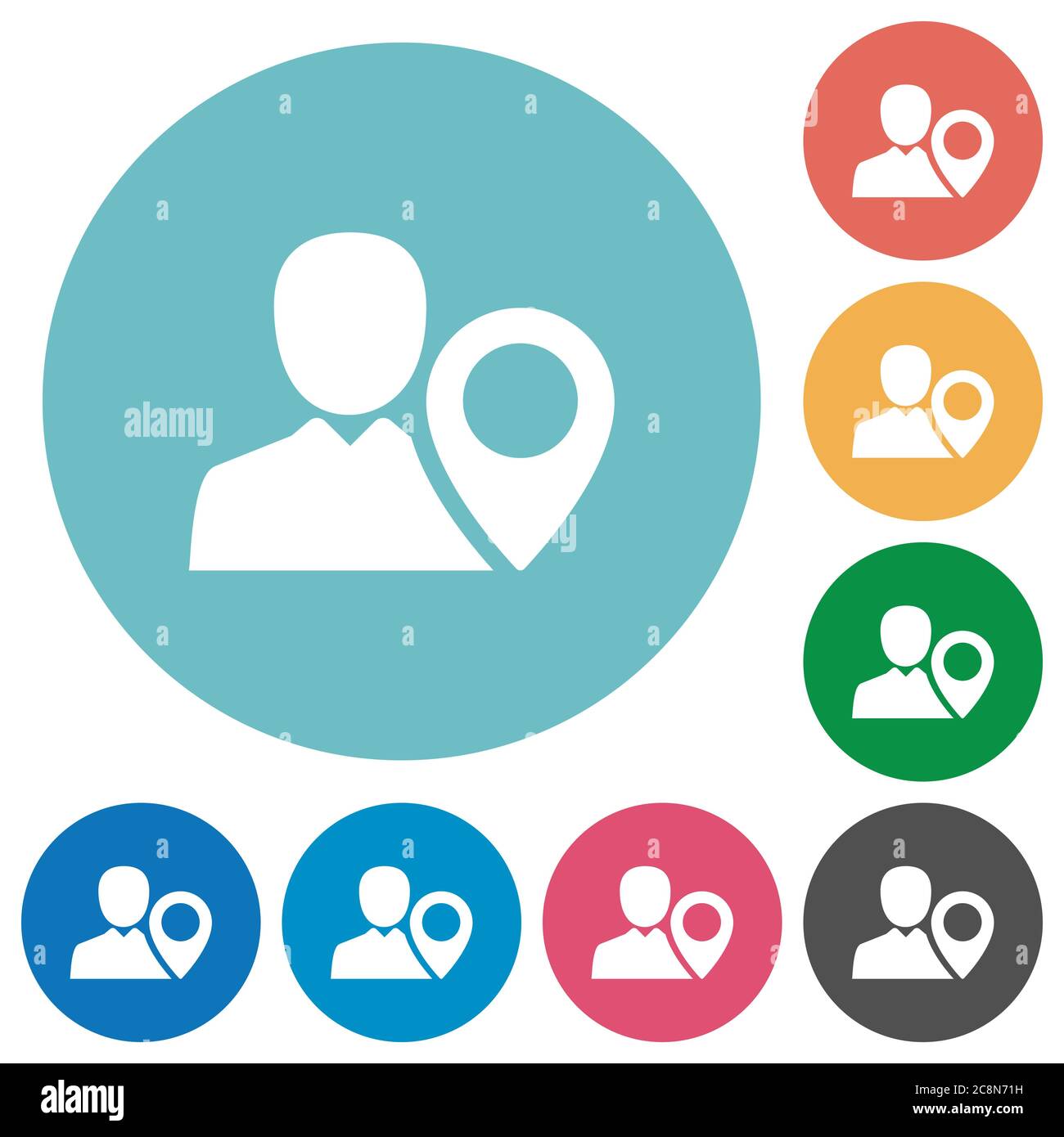 Flat user location icon set on round color background Stock Vector ...