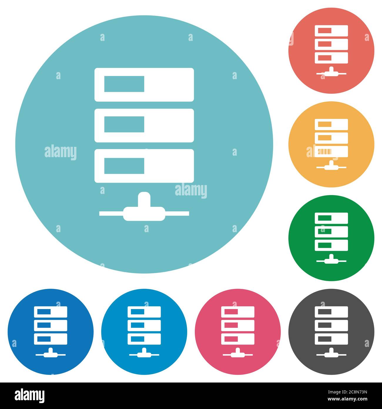 Flat data network icon set on round color background Stock Vector Image ...