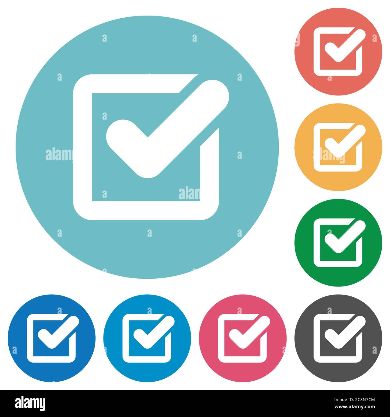 Flat checkbox icon set on round color background Stock Vector Image ...