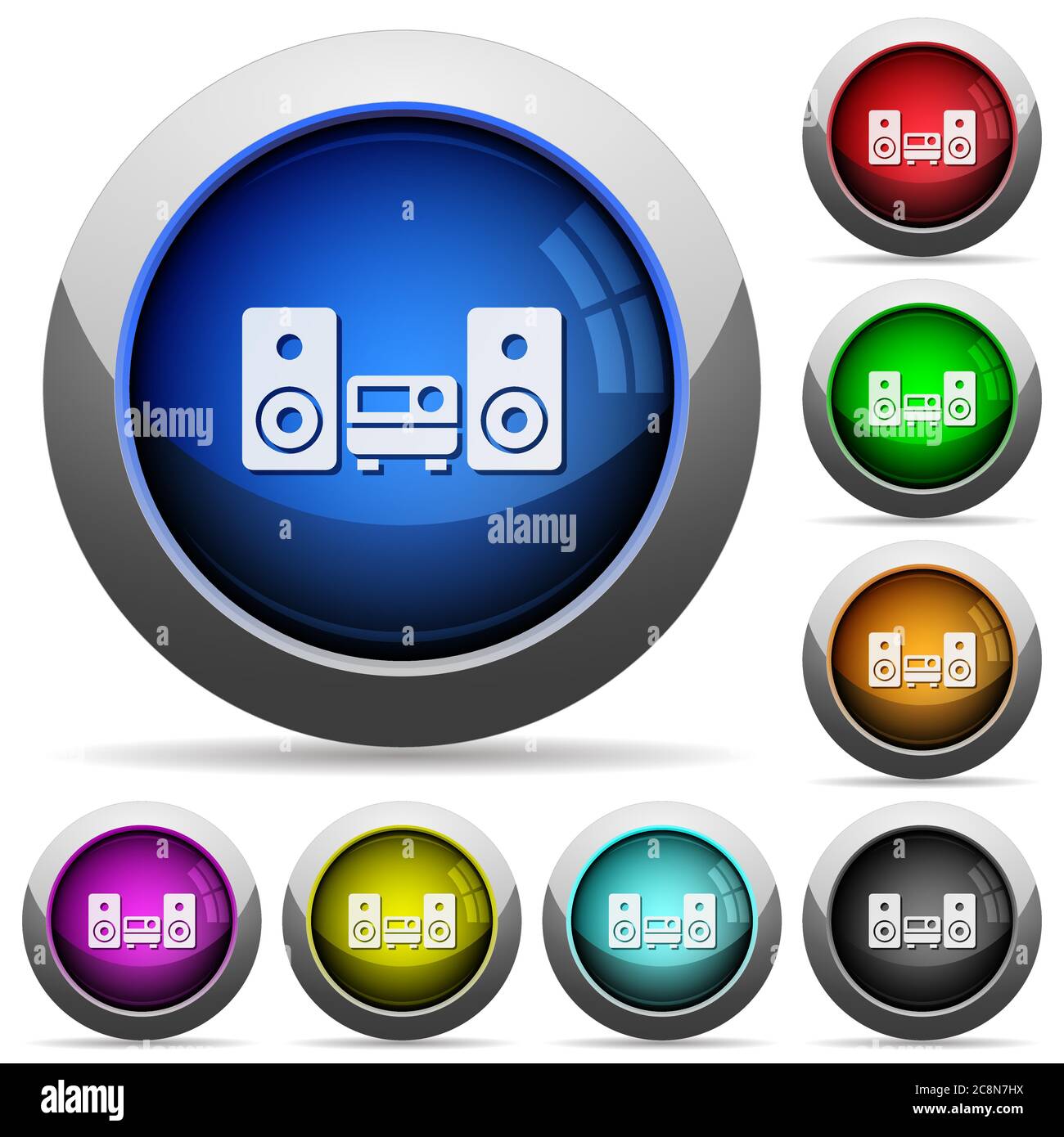 Set of round glossy hifi buttons. Arranged layer structure Stock Vector ...