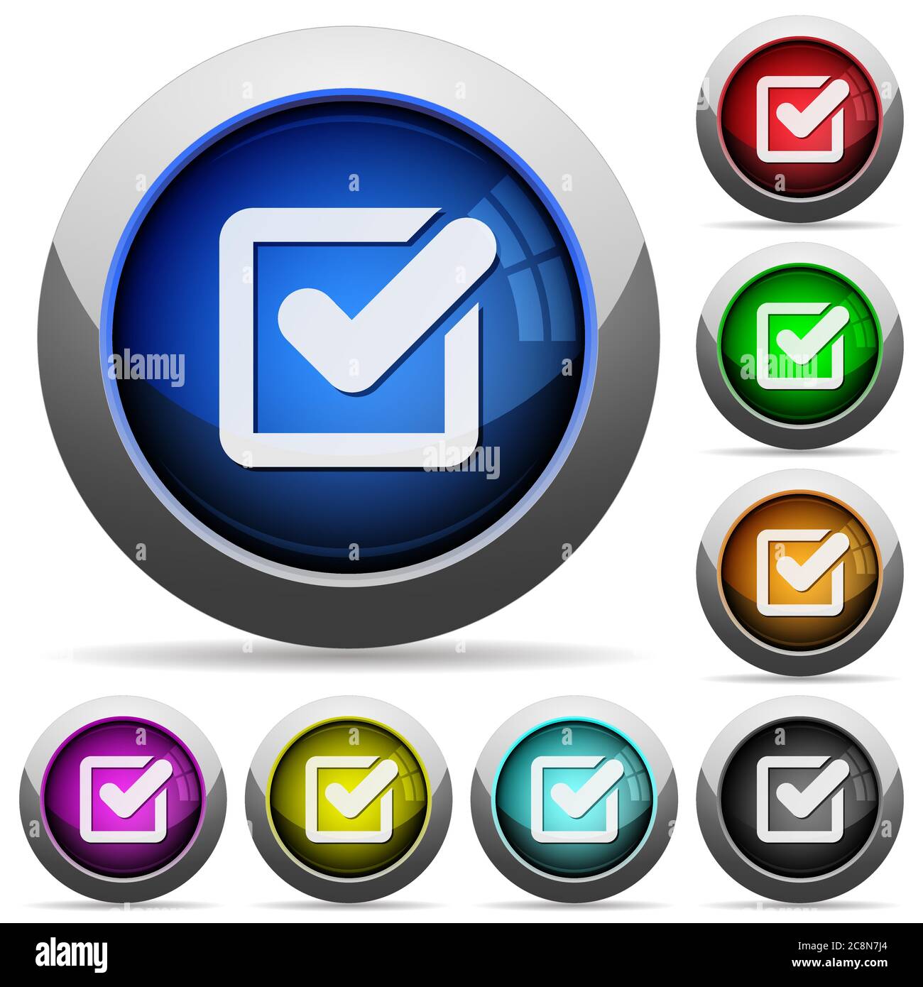 Set of round glossy checkbox buttons. Arranged layer structure Stock Vector Image & Art - Alamy
