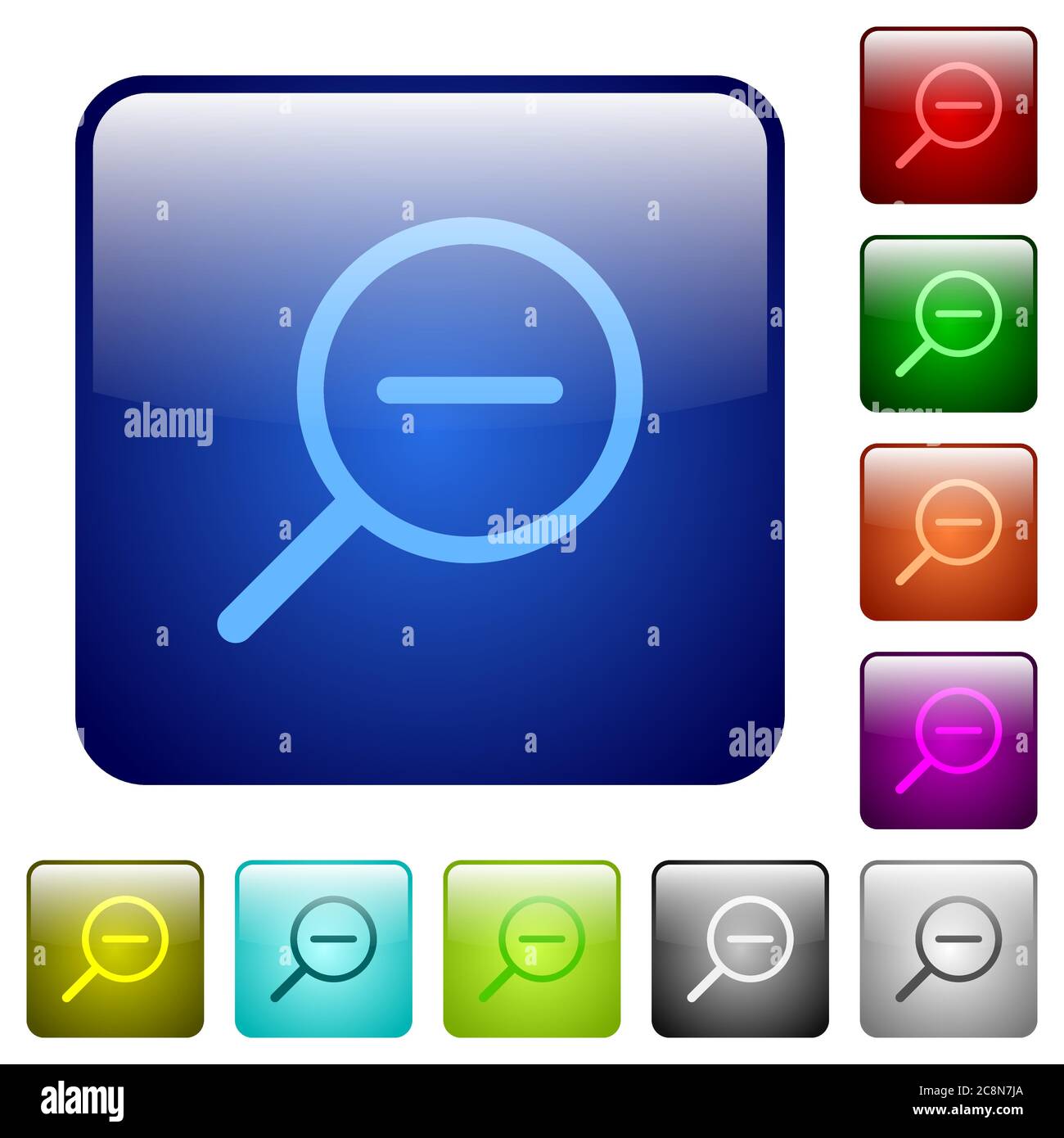 Set of zoom out color glass rounded square buttons Stock Vector Image ...