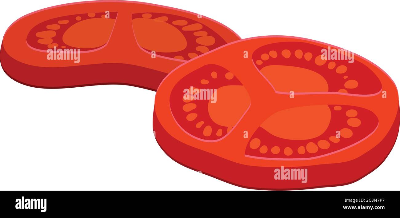 Burger cutted tomato icon. Cartoon of burger cutted tomato vector icon ...