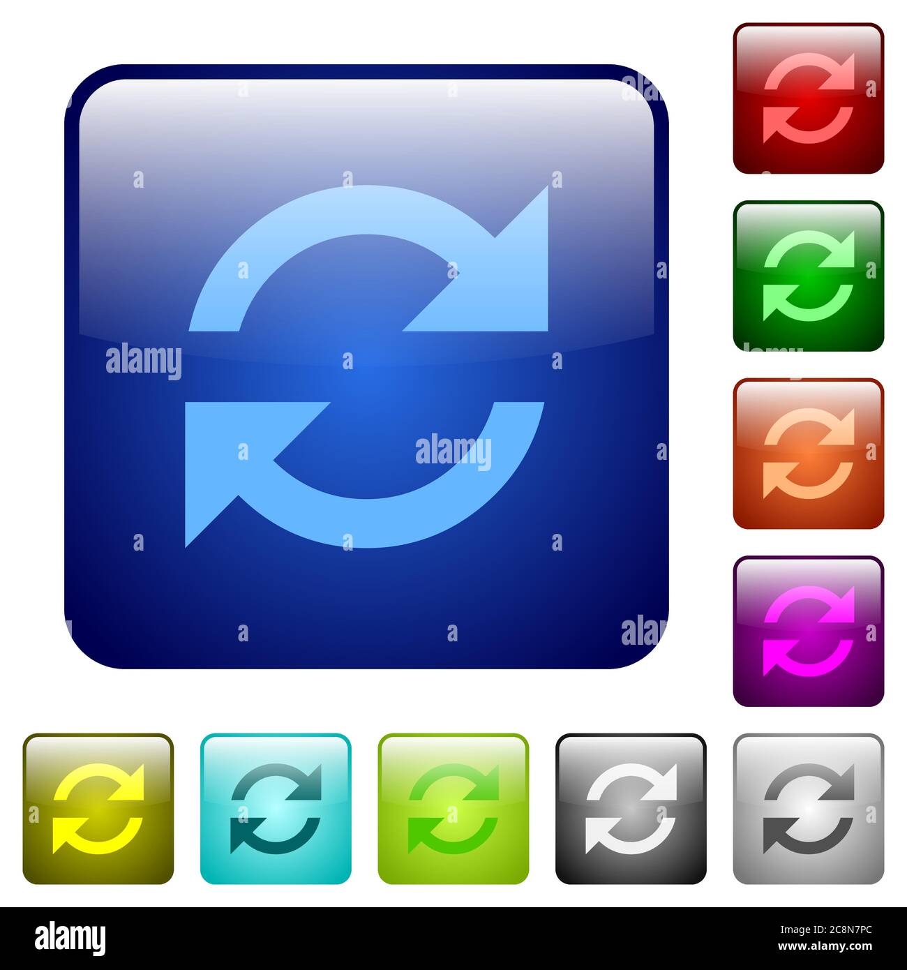 Set of refresh color glass rounded square buttons Stock Vector Image ...