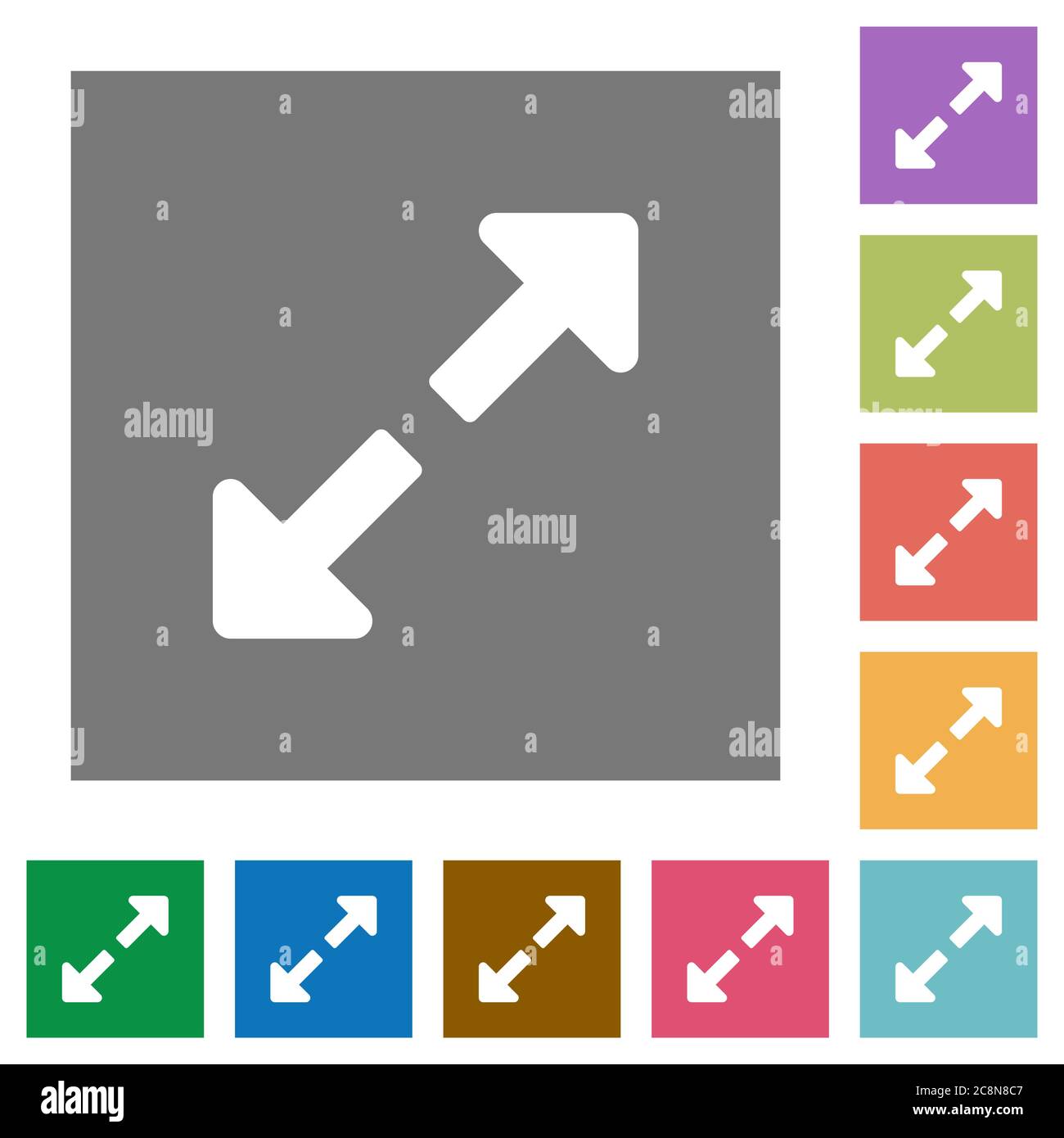 Resize full flat icon set on color square background Stock Vector Image ...