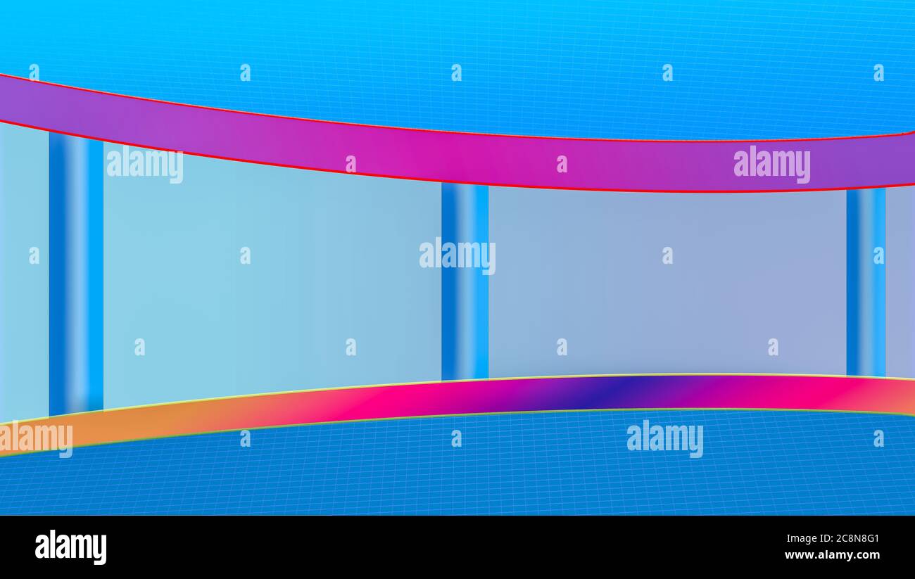 Virtual TV news broadcast studio set background Stock Photo - Alamy