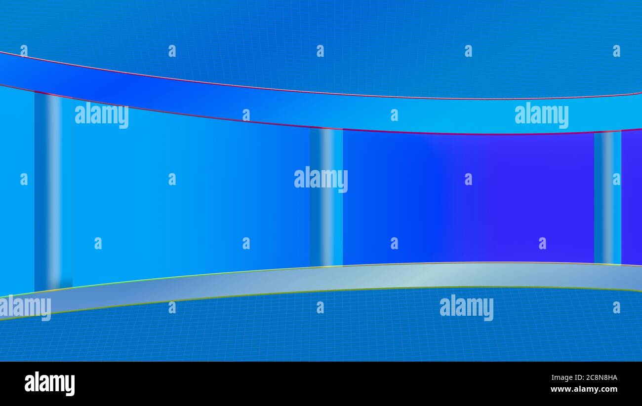 Virtual TV news broadcast studio set background Stock Photo - Alamy