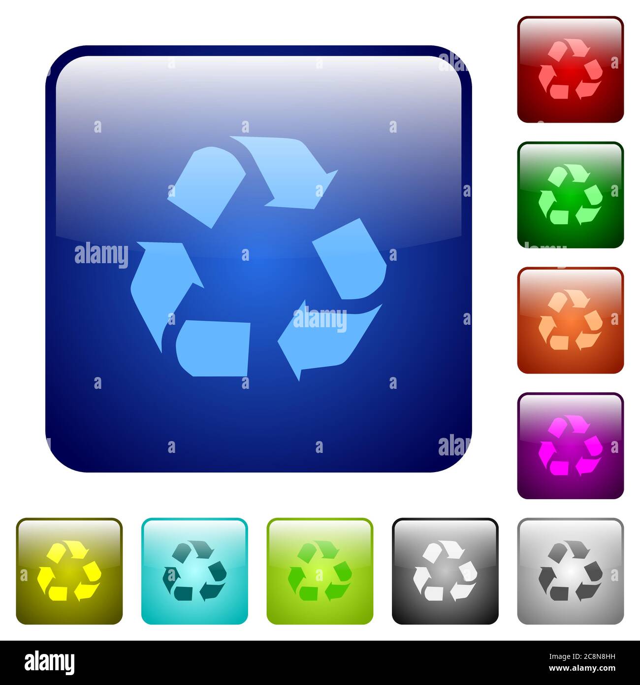 Set of recycling color glass rounded square buttons Stock Vector Image ...