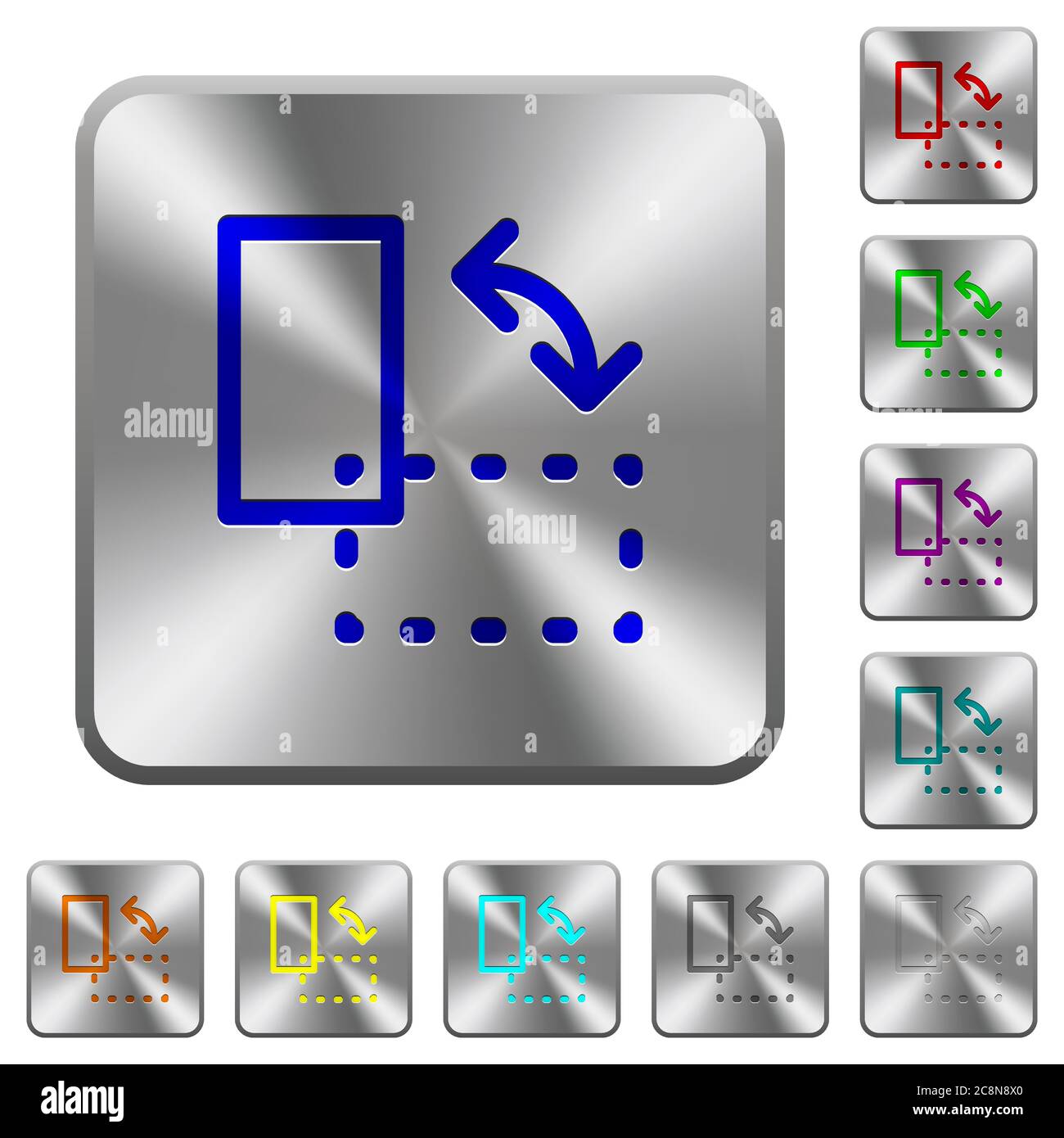 Engraved rotate element icons on rounded square steel buttons Stock Vector Image & Art - Alamy