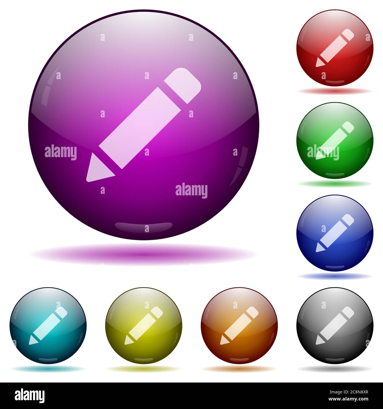 Set of color pencil glass sphere buttons with shadows Stock Vector Image & Art - Alamy