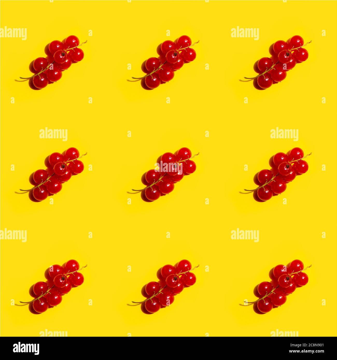 red currant on a yellow background. seamless texture. pattern Stock ...